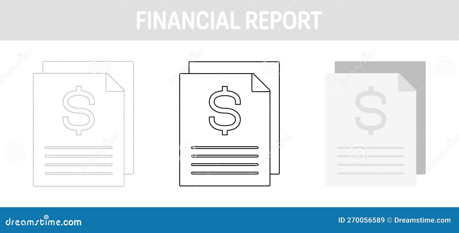 Financial Report Tracing and Coloring Worksheet for Kids Stock Vector ...