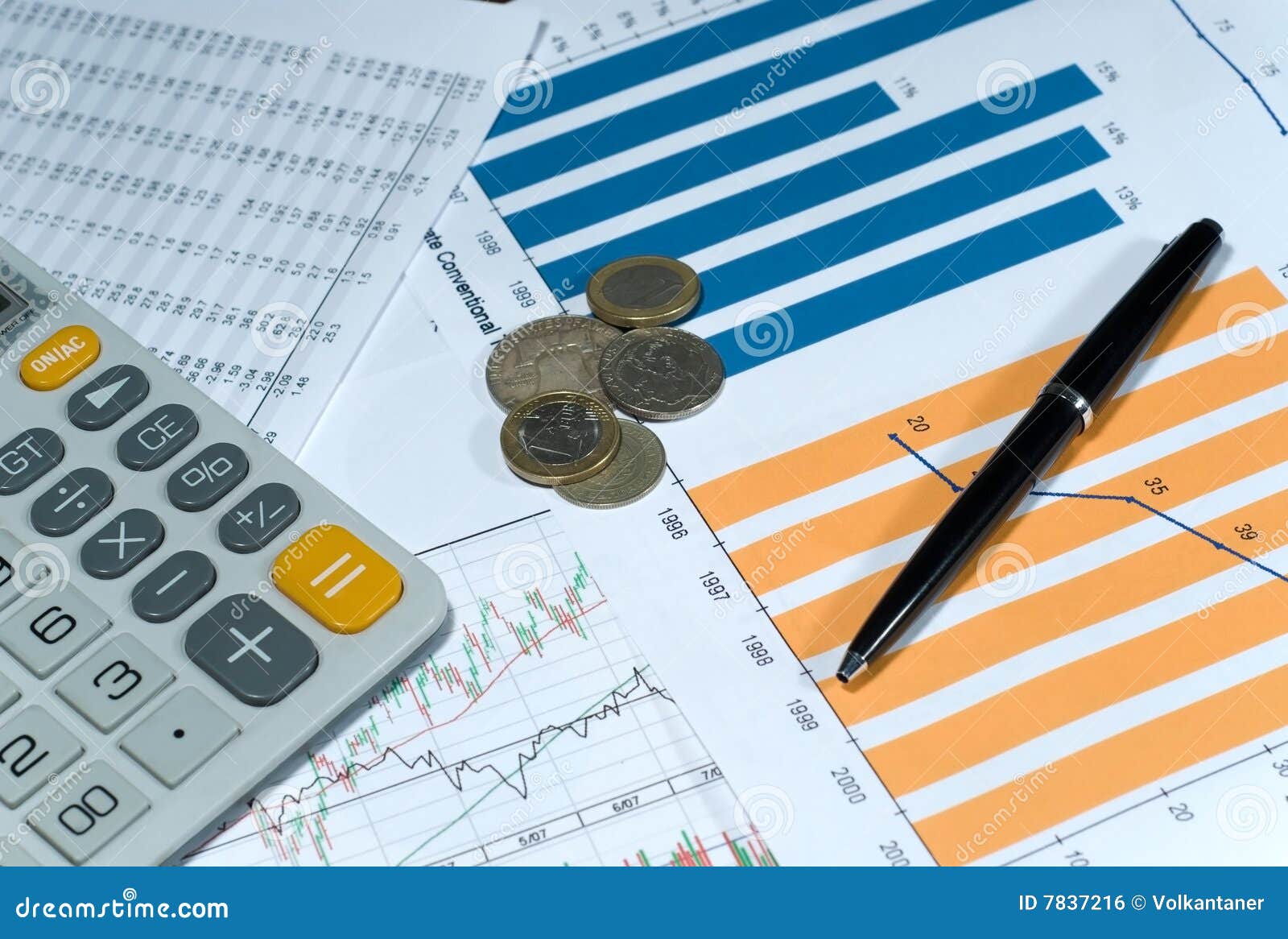 Financial Reports stock photo. Image of invest, ballpoint - 7837216