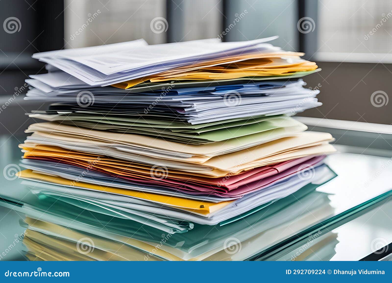 Documents on a glass table stock illustration. Illustration of write ...