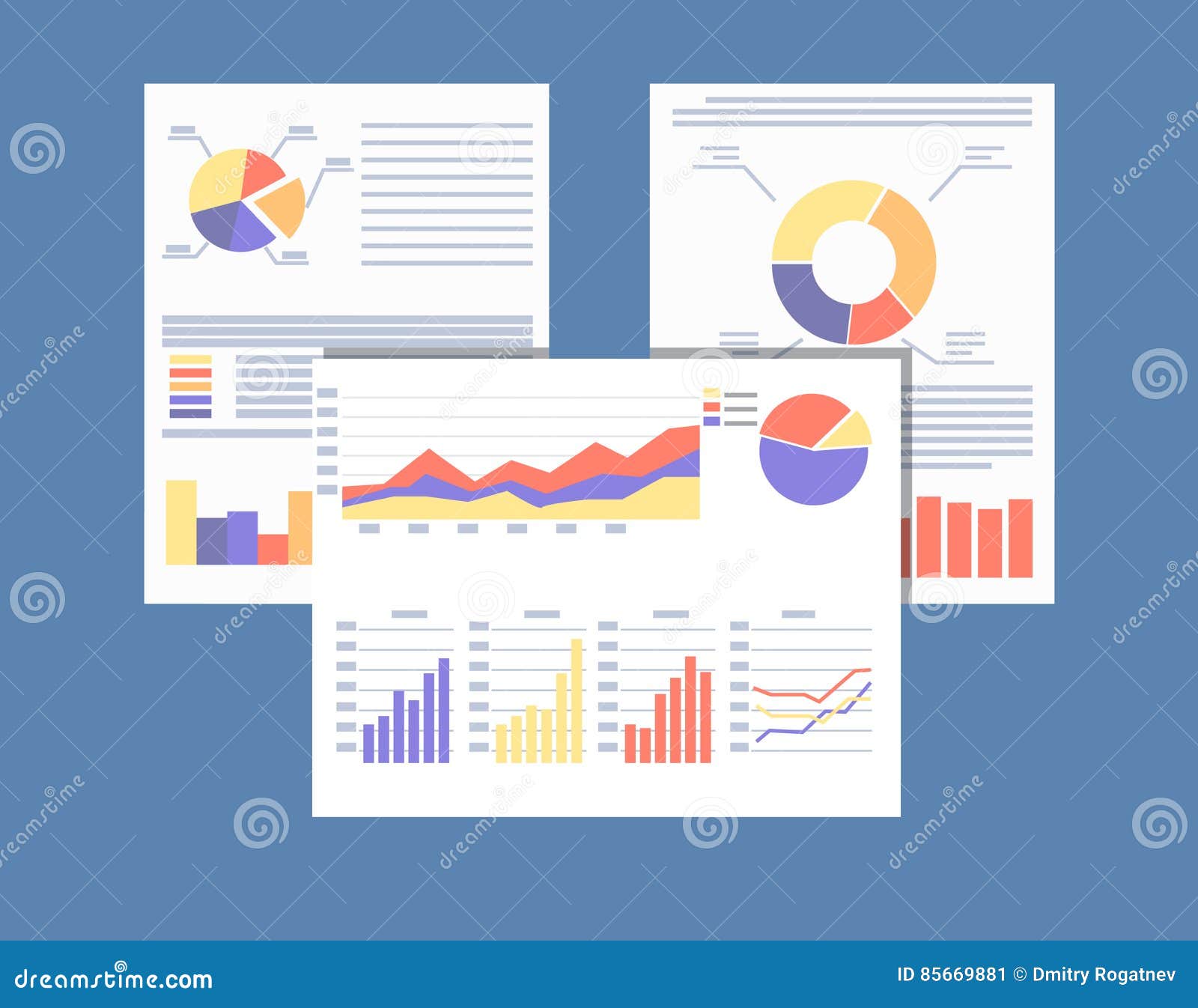 Financial Reports and Documents. Stock Vector - Illustration of ...