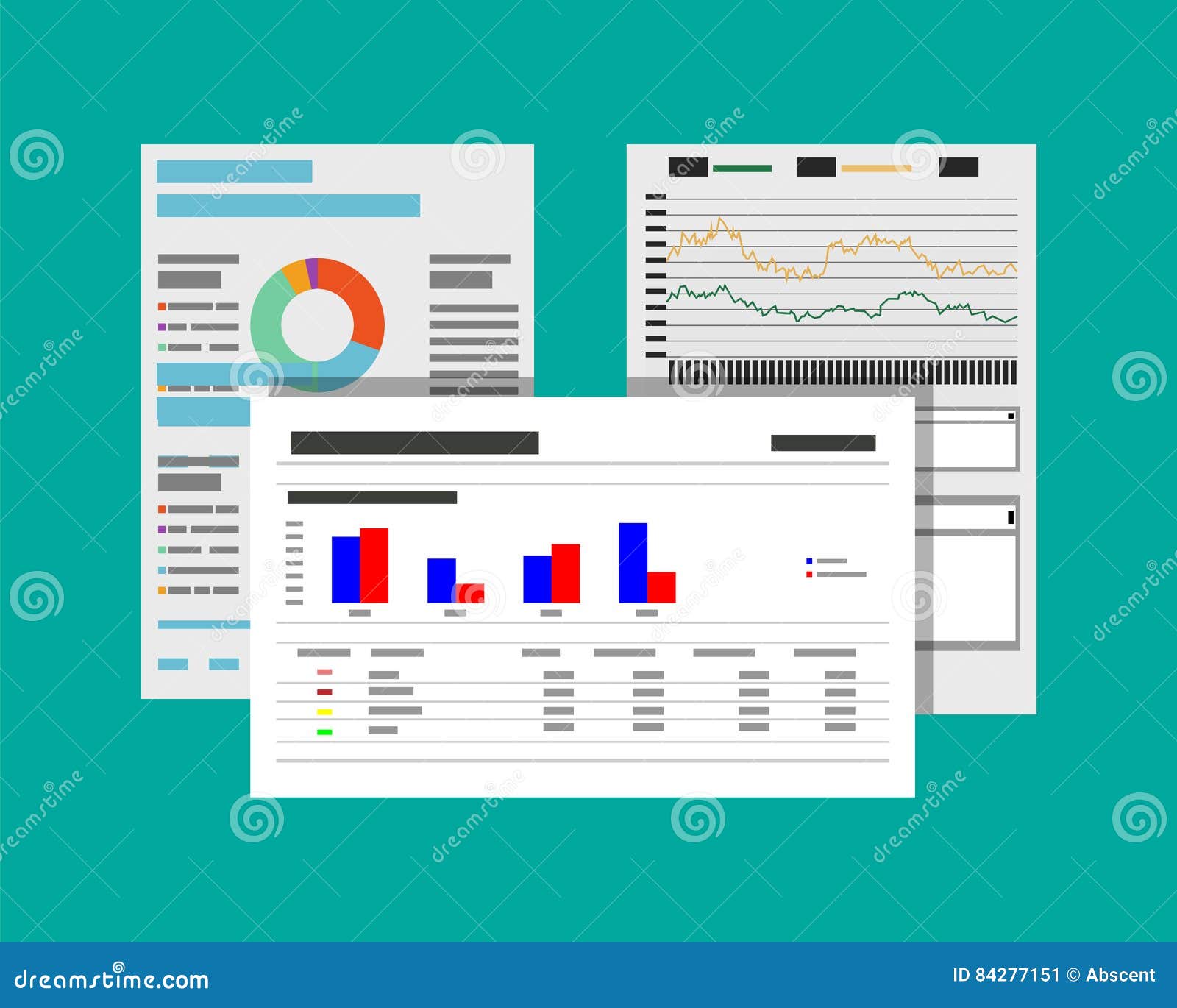 Financial Reports and Documents Stock Vector - Illustration of design ...