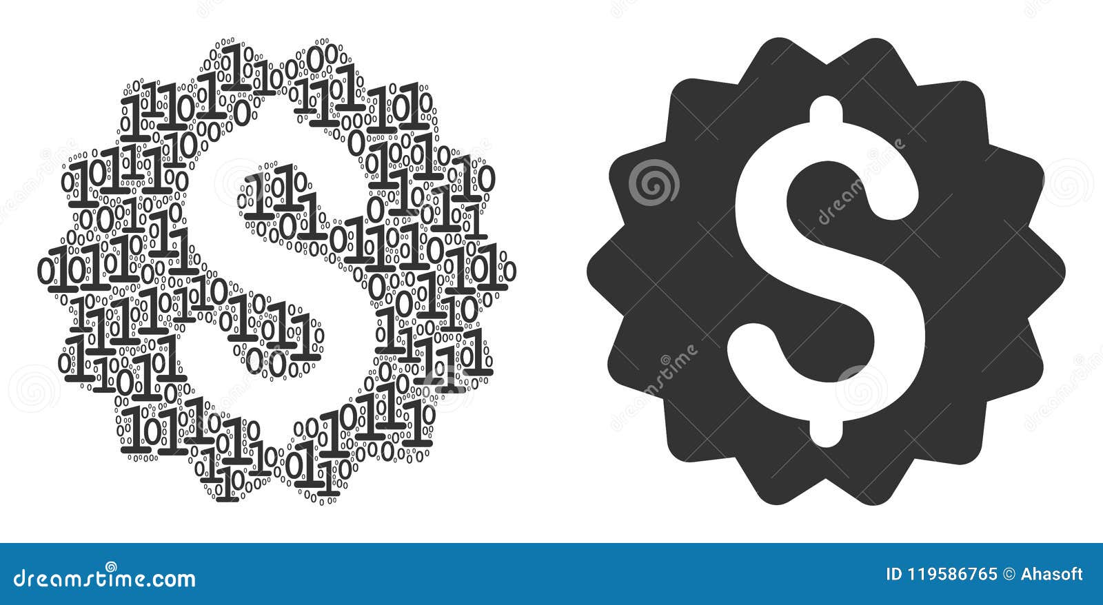 Financial Reward Seal Mosaic of Binary Digits Stock Vector ...