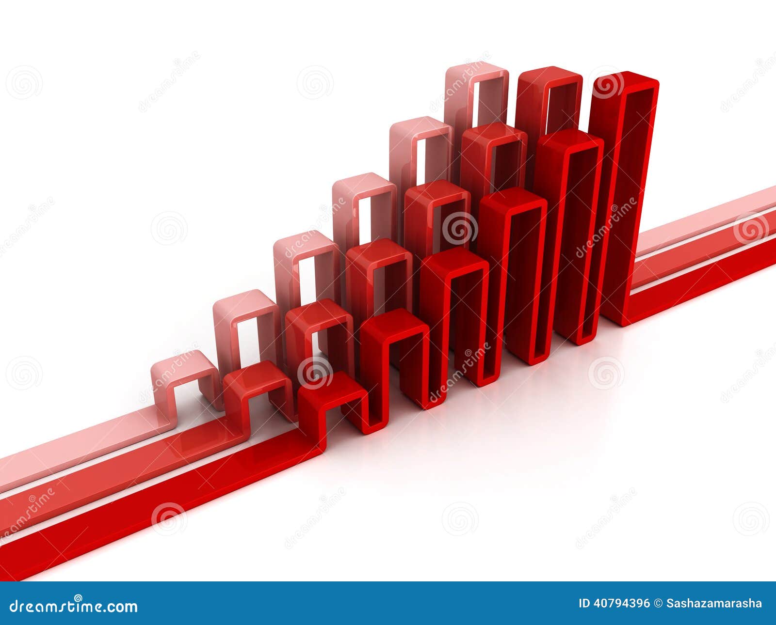 Financial Rising Bar Chart Graph with Reflection Stock Illustration ...