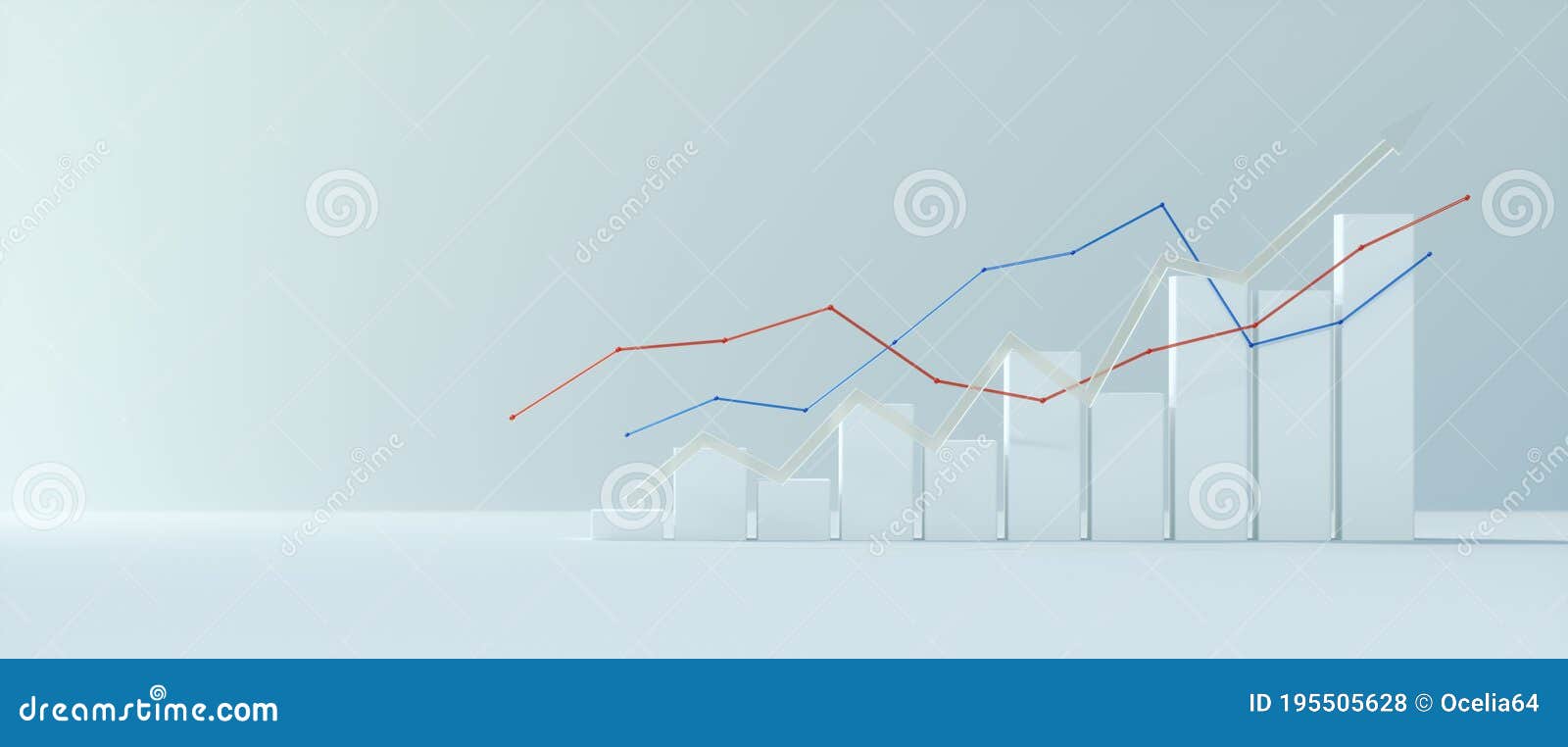 Financial Rising Bar and Graph Growing Panoramic Stock Illustration ...