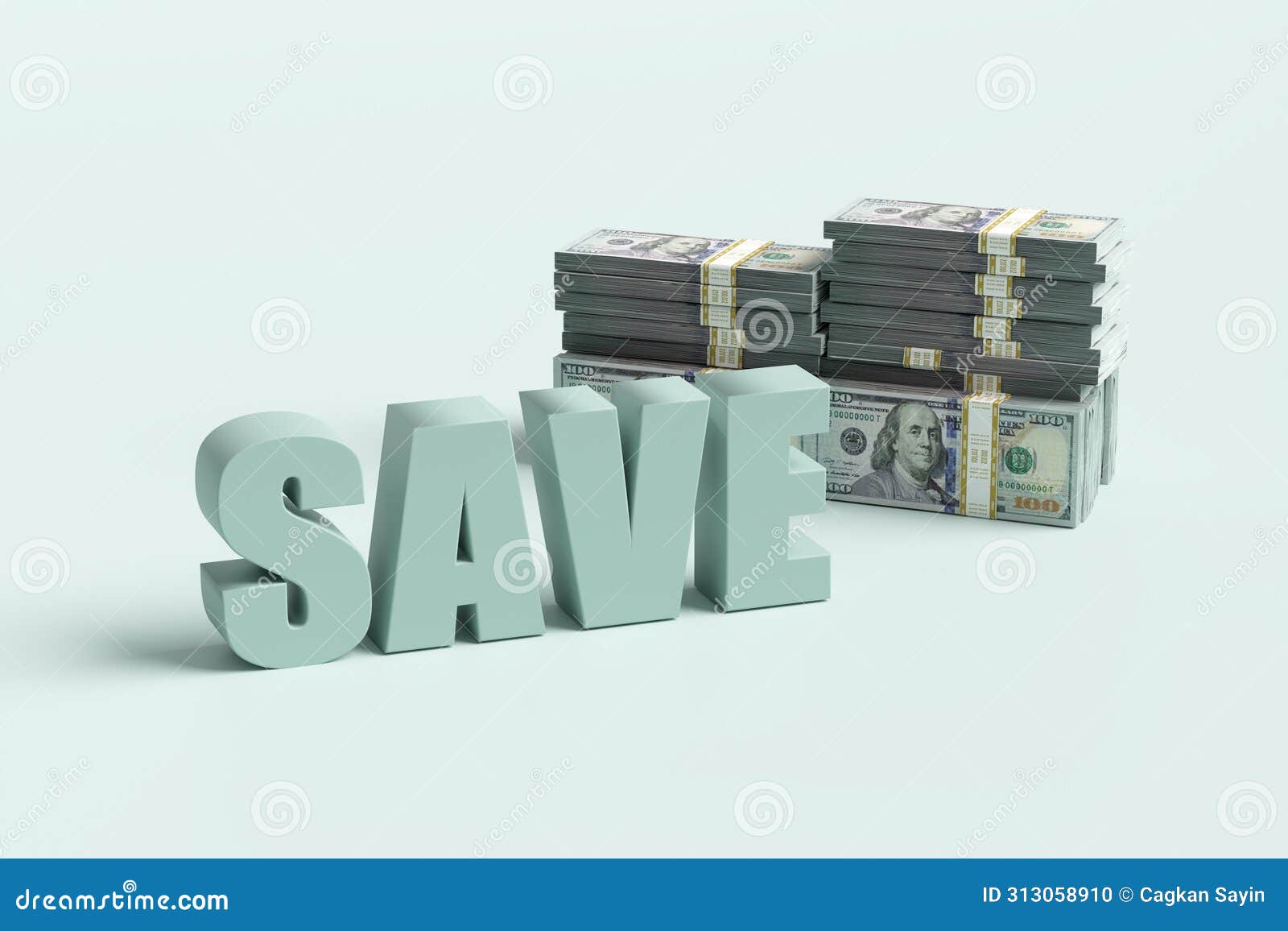 Financial Savings Concept. the Word Save with Dollar Bills Stock ...
