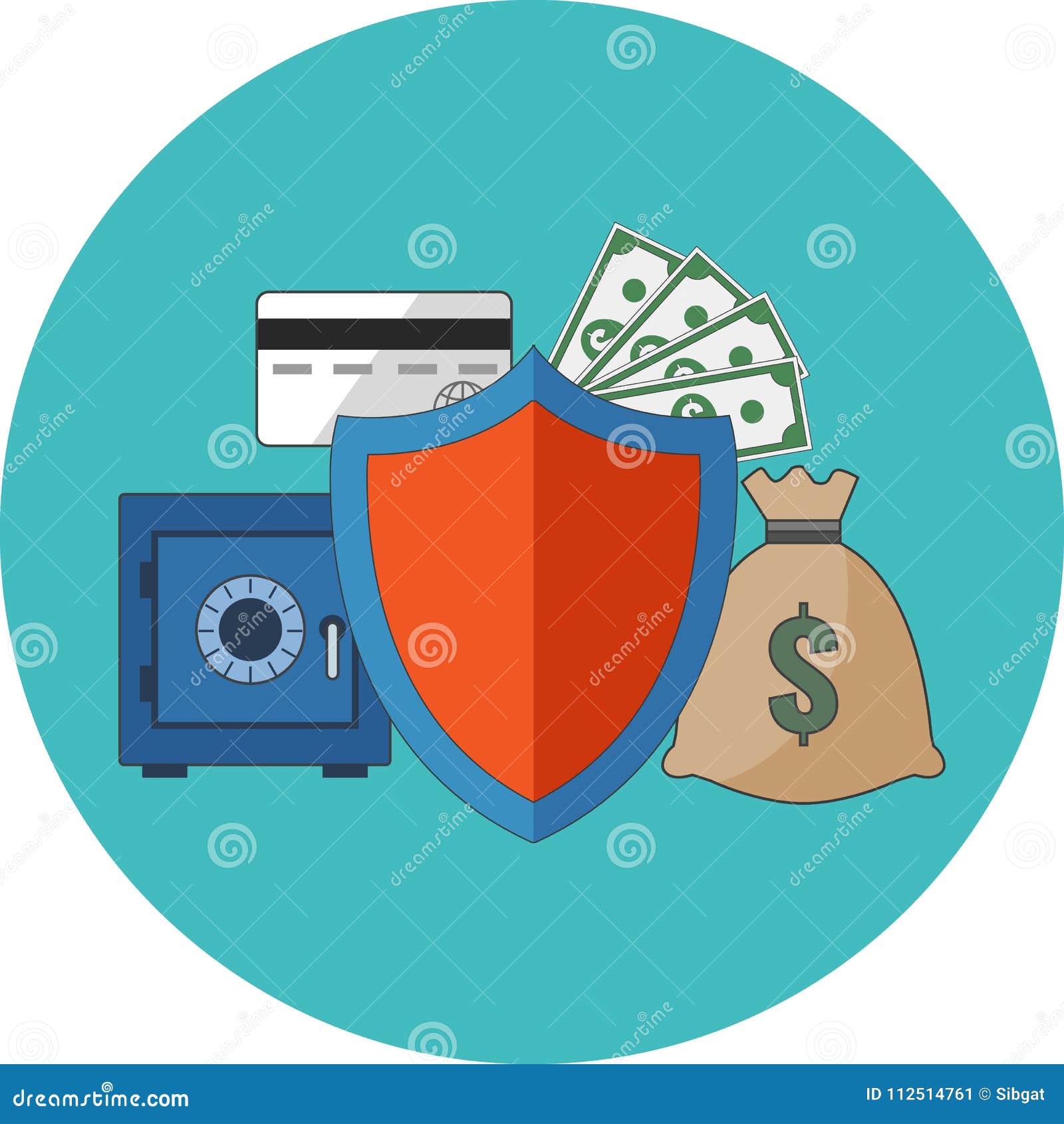 Financial Security Concept. Flat Design Stock Vector - Illustration of ...