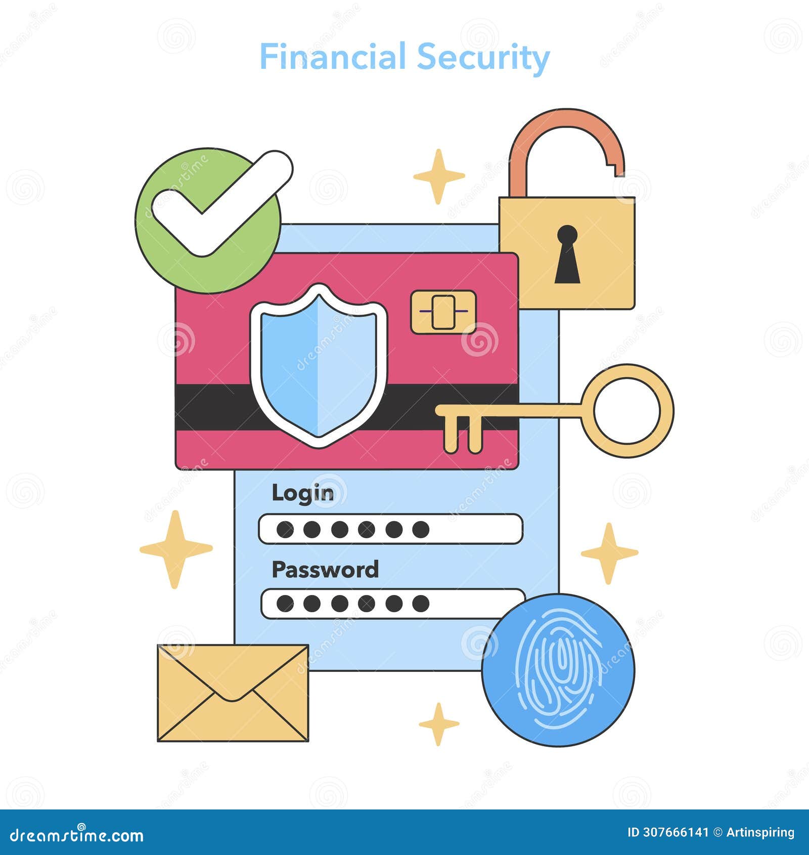 Financial Security Concept. Flat Vector Illustration. Stock ...