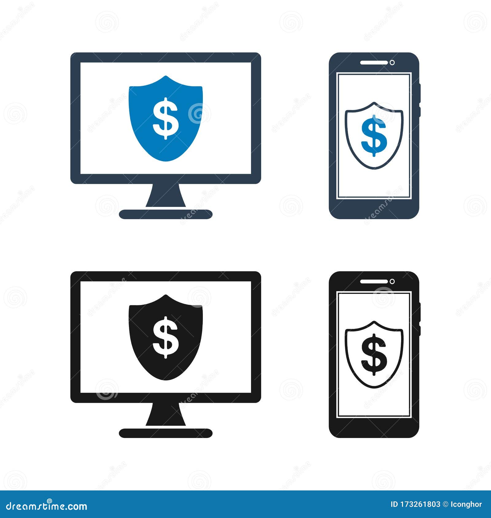 Financial Security Icon Set. Stock Vector - Illustration of financial ...
