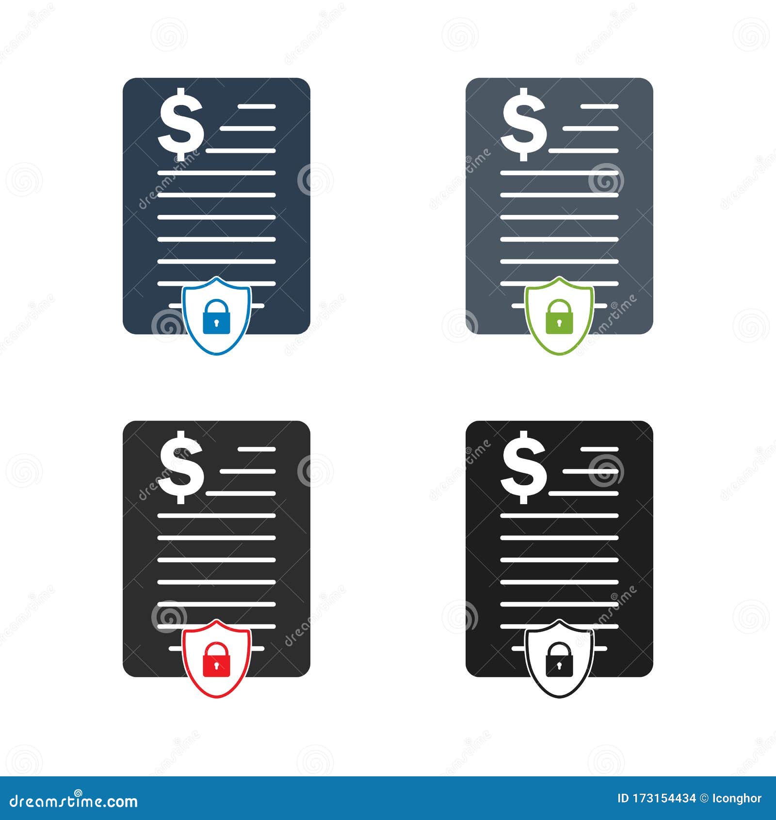 Financial Security Icon Set. Stock Vector - Illustration of protection ...