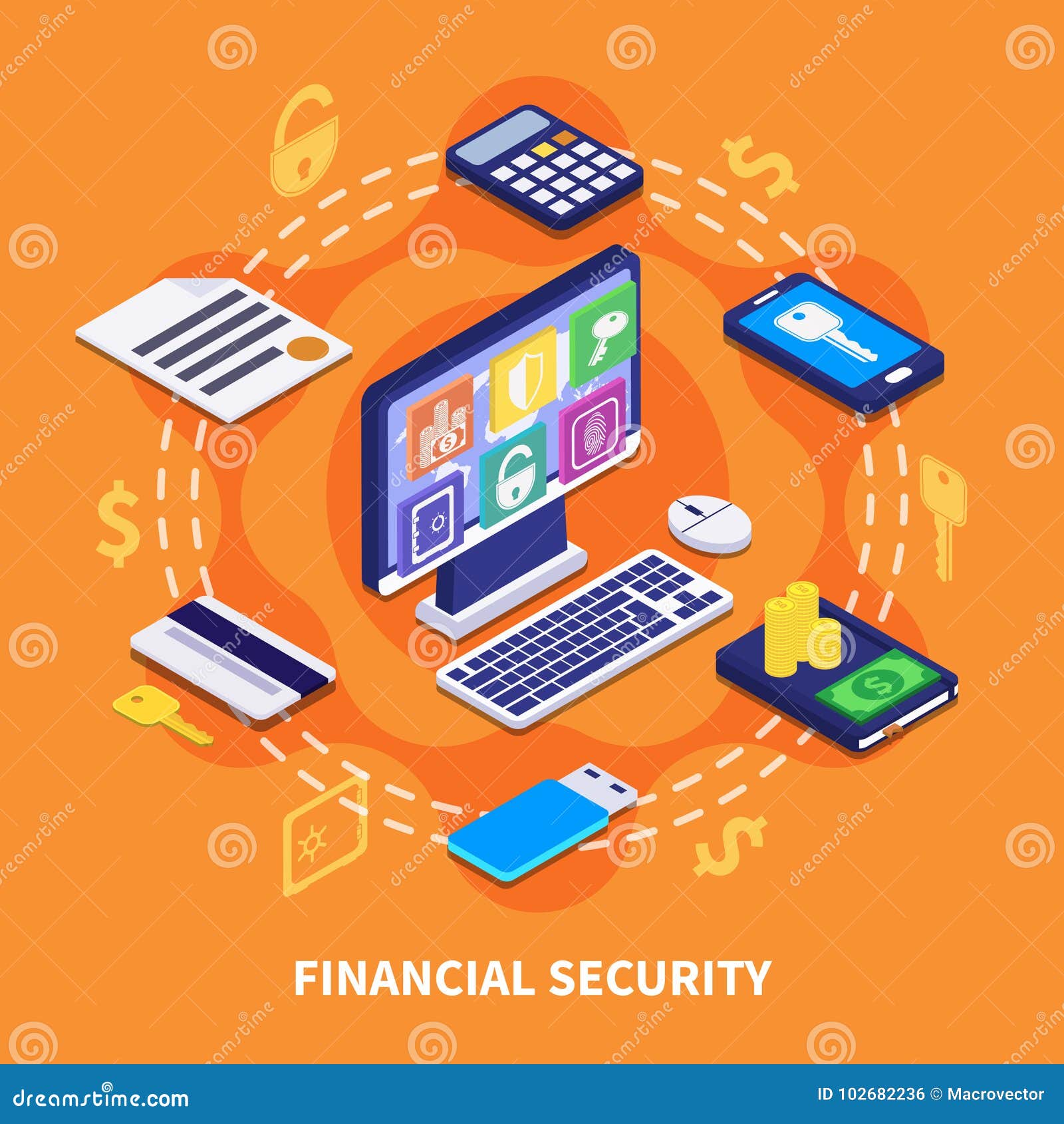 Financial Security Illustration Stock Vector - Illustration of object ...