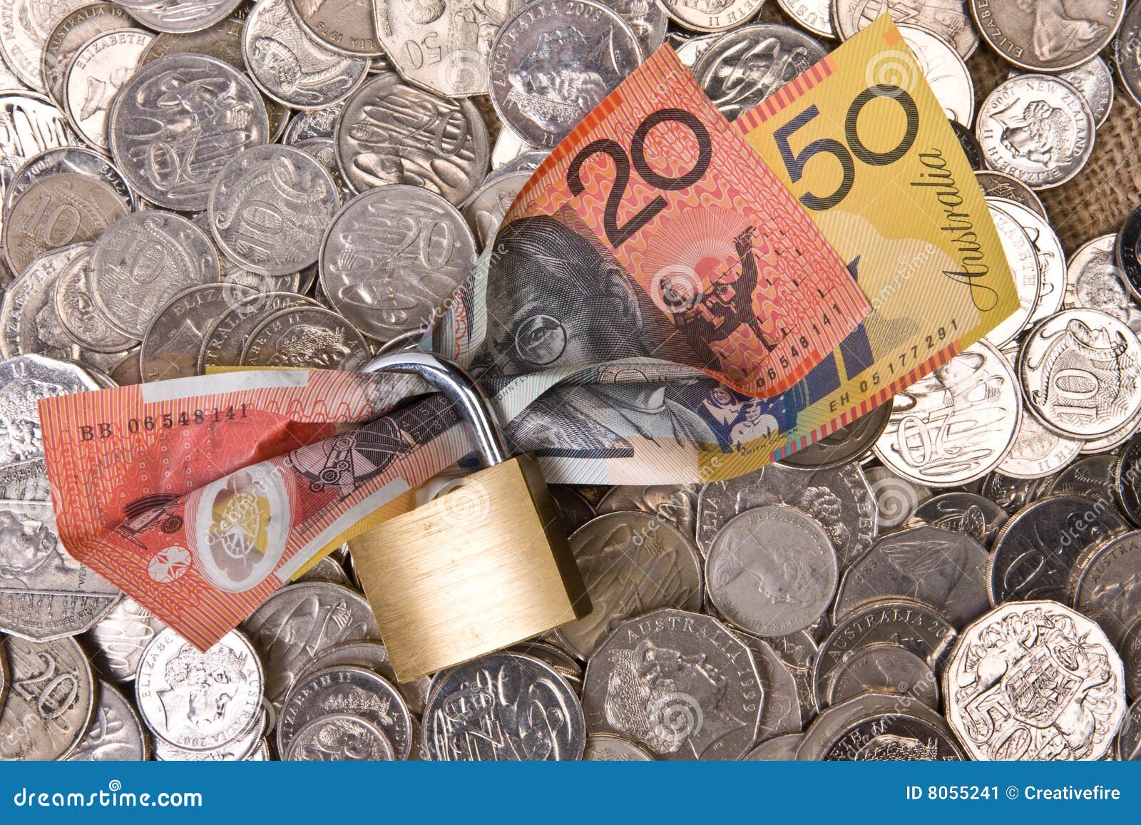 Financial Security - Money in Padlock Stock Image - Image of money ...