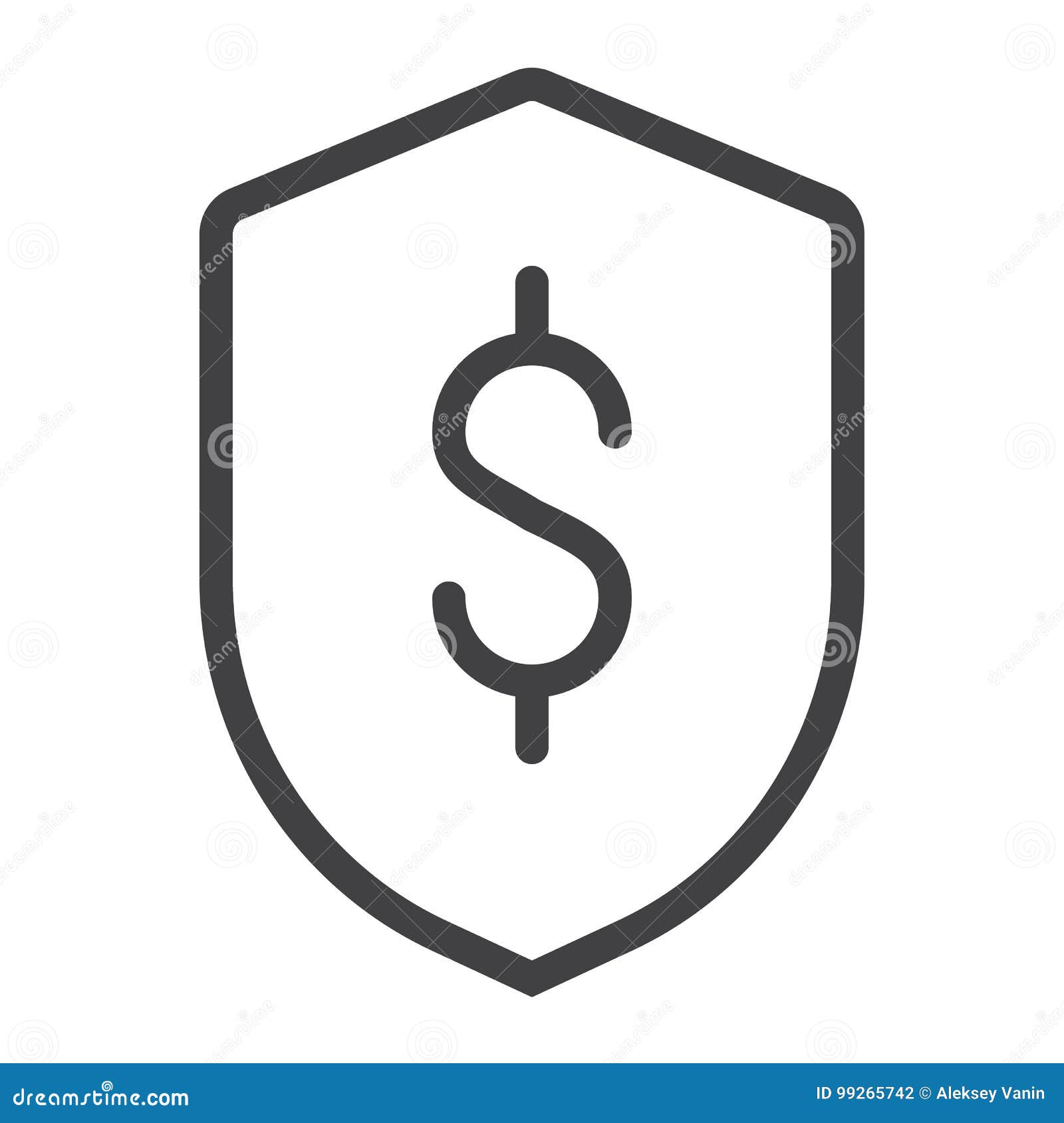 Financial Security Shield with Dollar Line Icon Stock Vector ...