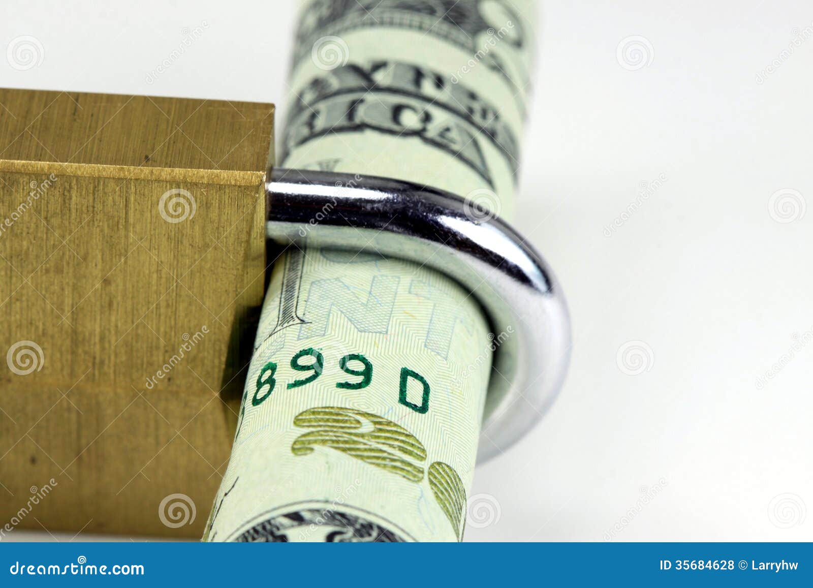 Financial Security Twenty Dollar Bills with Lock Stock Photo - Image of ...