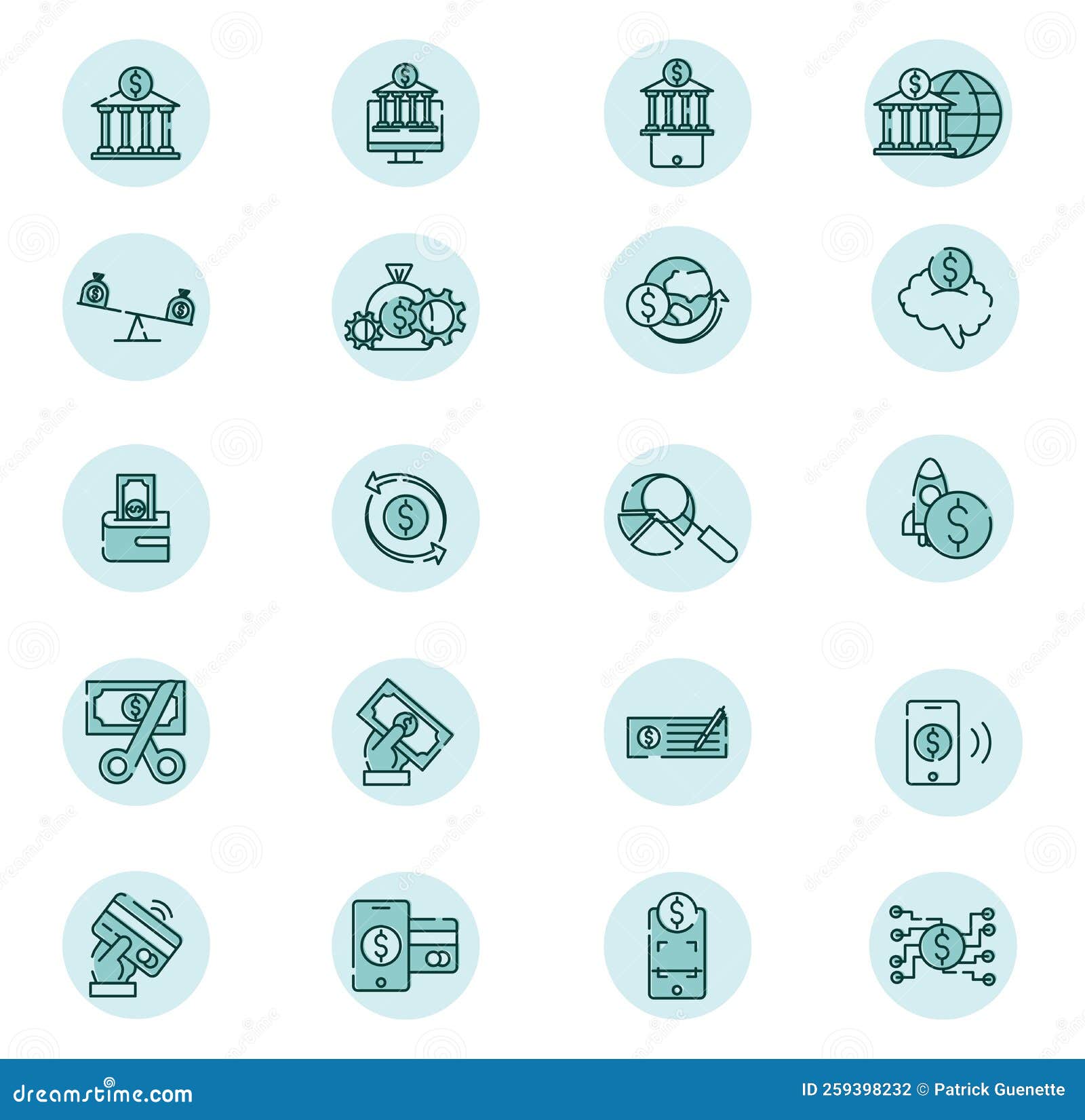 Financial service, icon stock vector. Illustration of money - 259398232