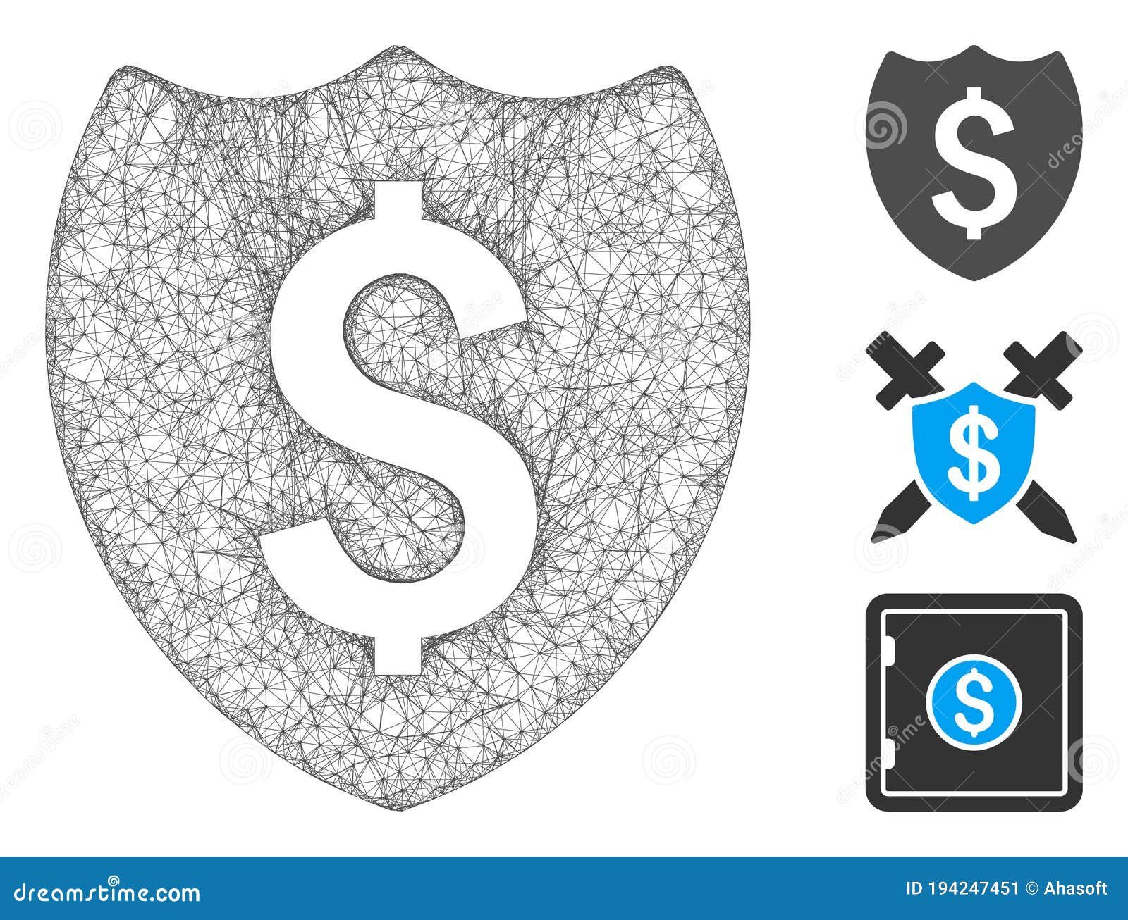 Financial Shield Polygonal Web Vector Mesh Illustration Stock Vector ...