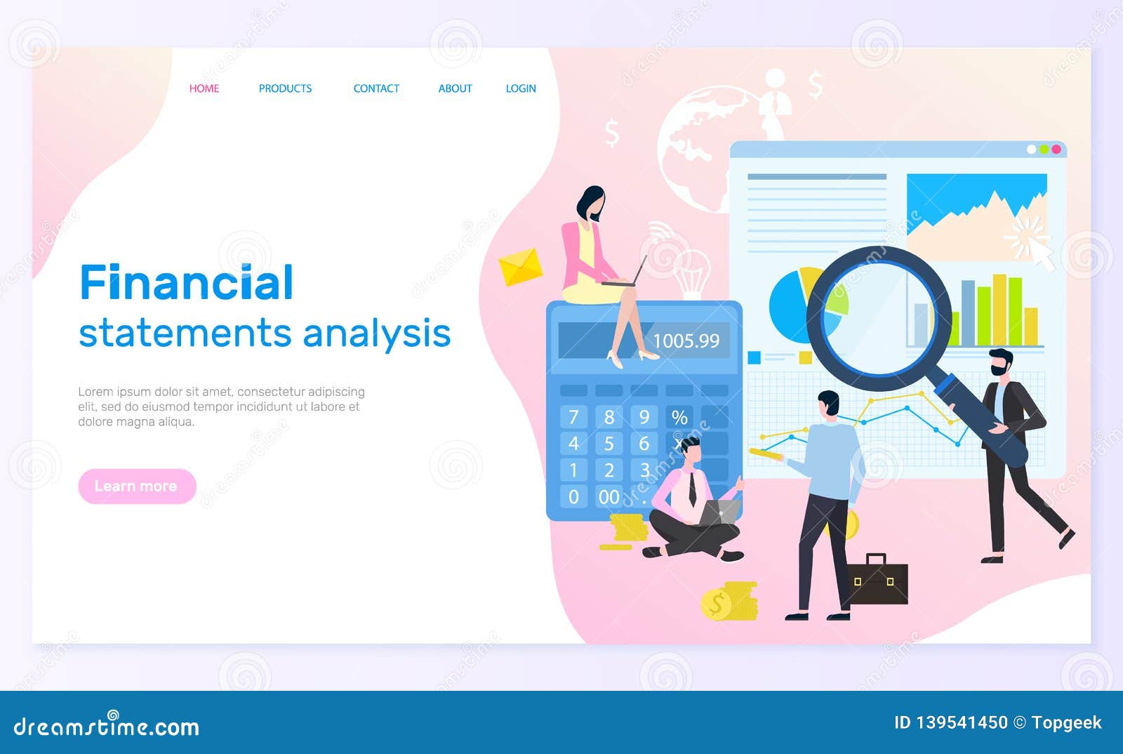 Financial Statement Analysis, Statistical Graphics Stock Vector ...