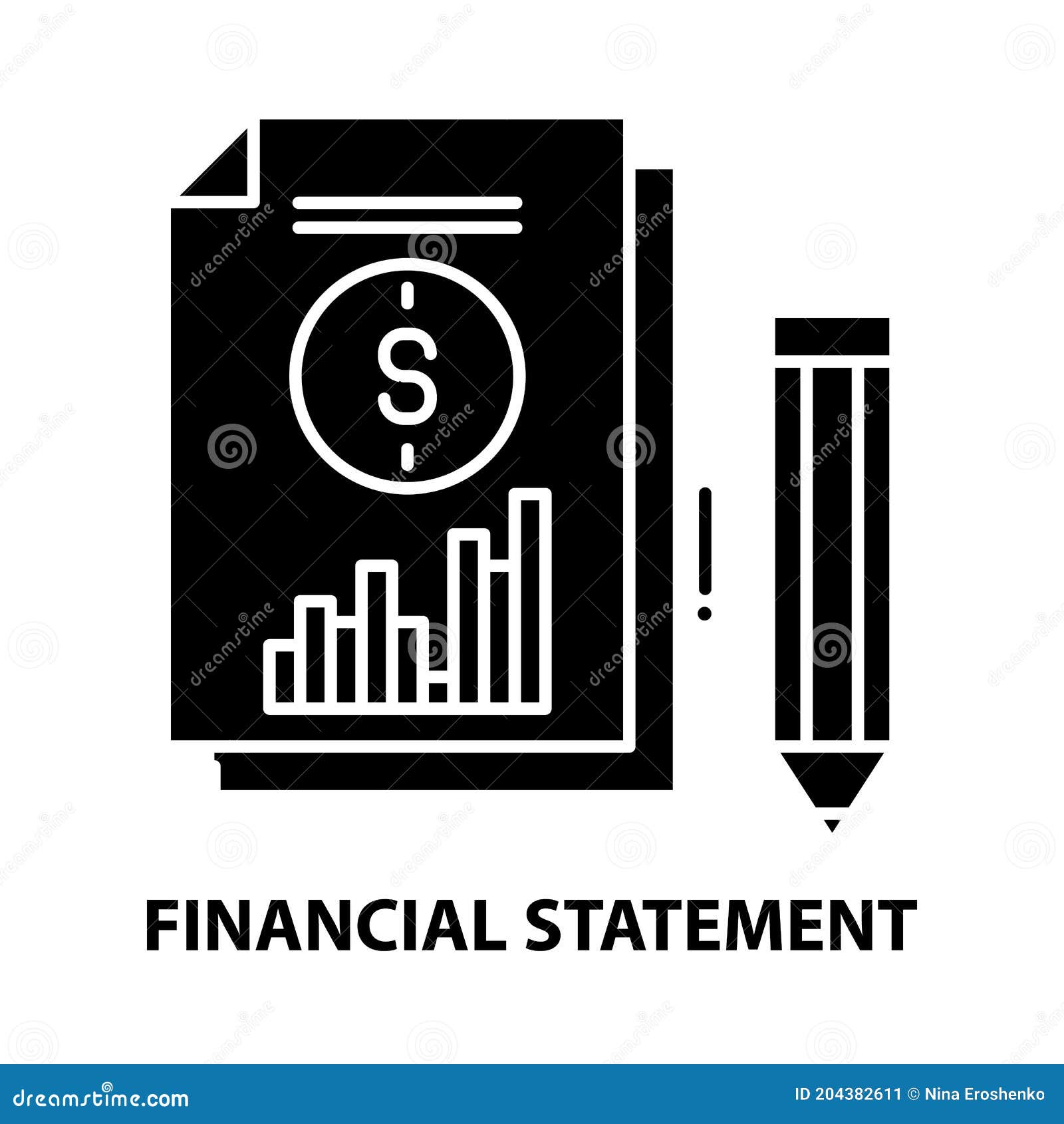 Financial Statement Icon, Black Vector Sign with Editable Strokes ...