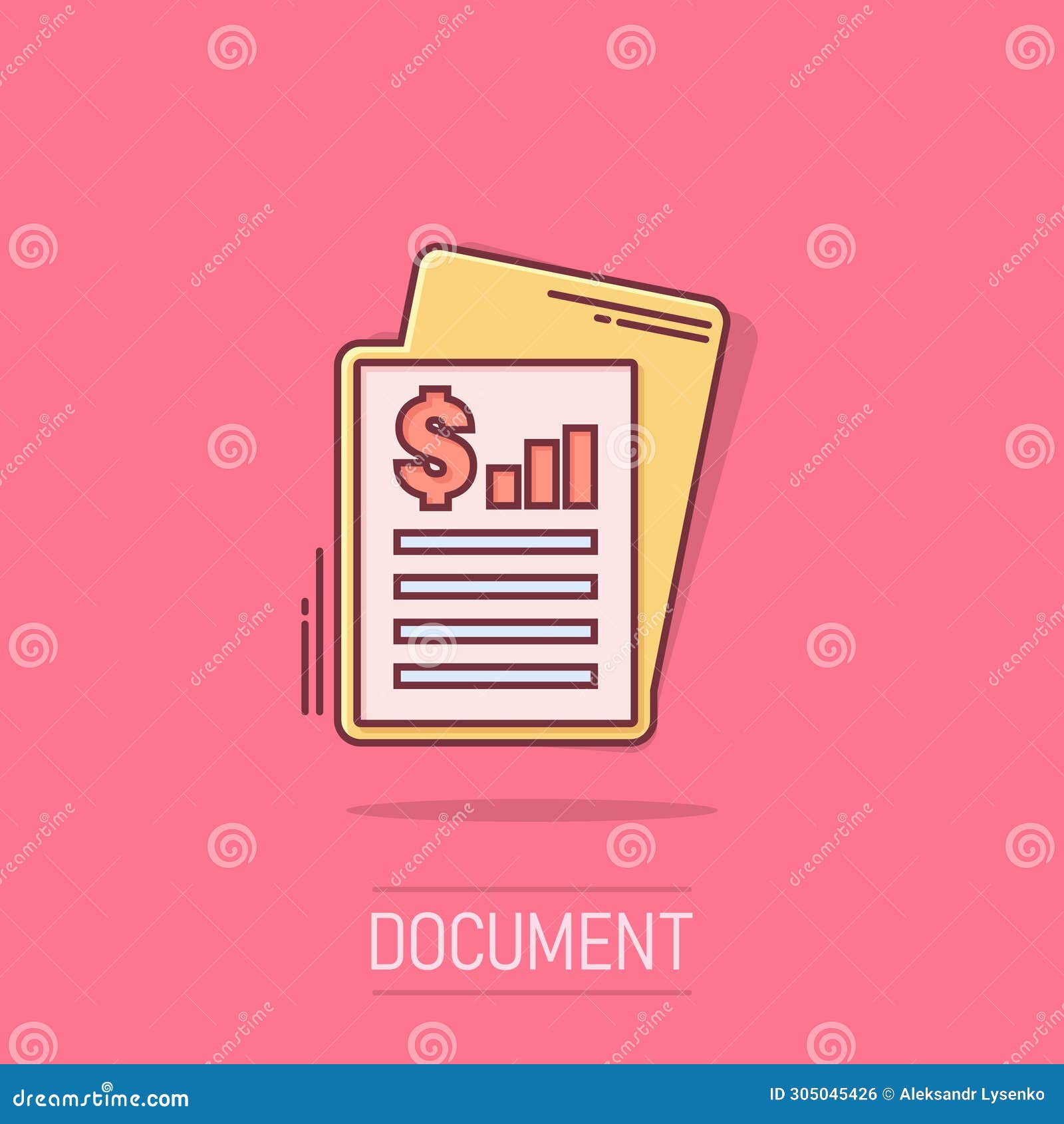 Financial Statement Icon in Comic Style. Document Cartoon Vector ...