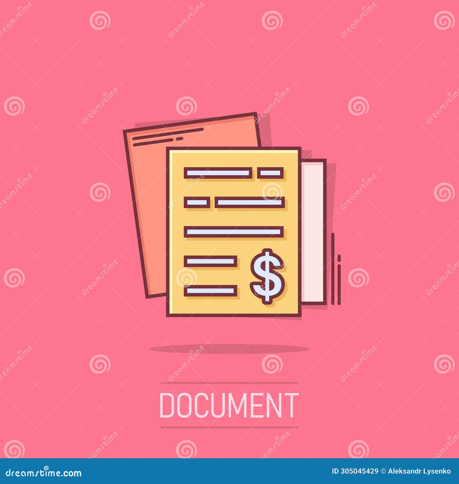 Financial Statement Icon in Comic Style. Document Cartoon Vector ...