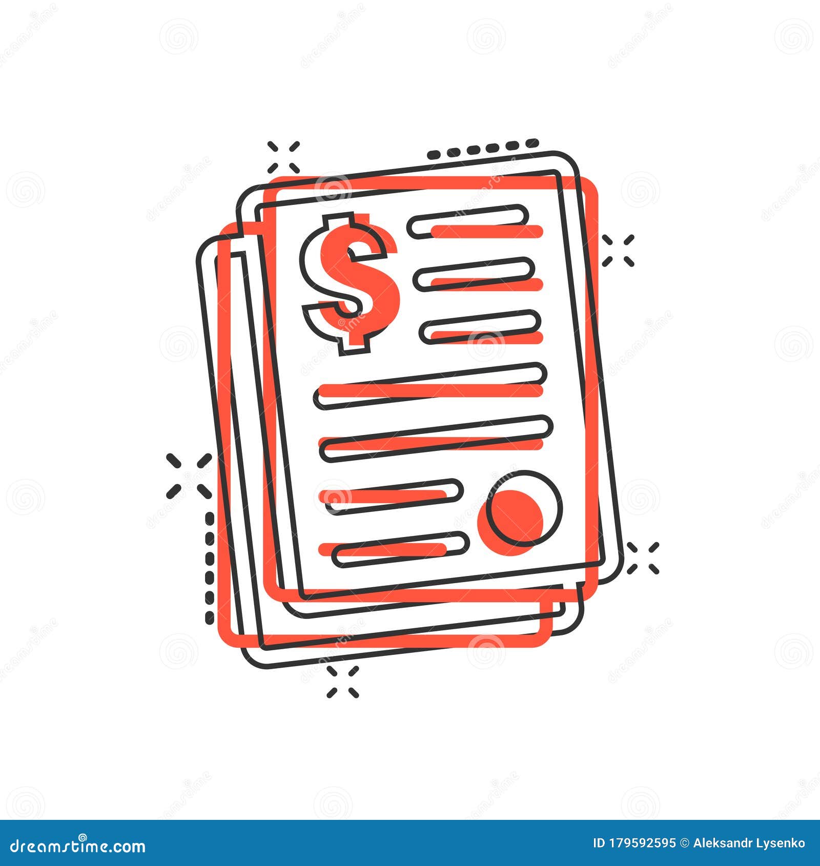 Financial Statement Icon in Comic Style. Document Cartoon Vector ...