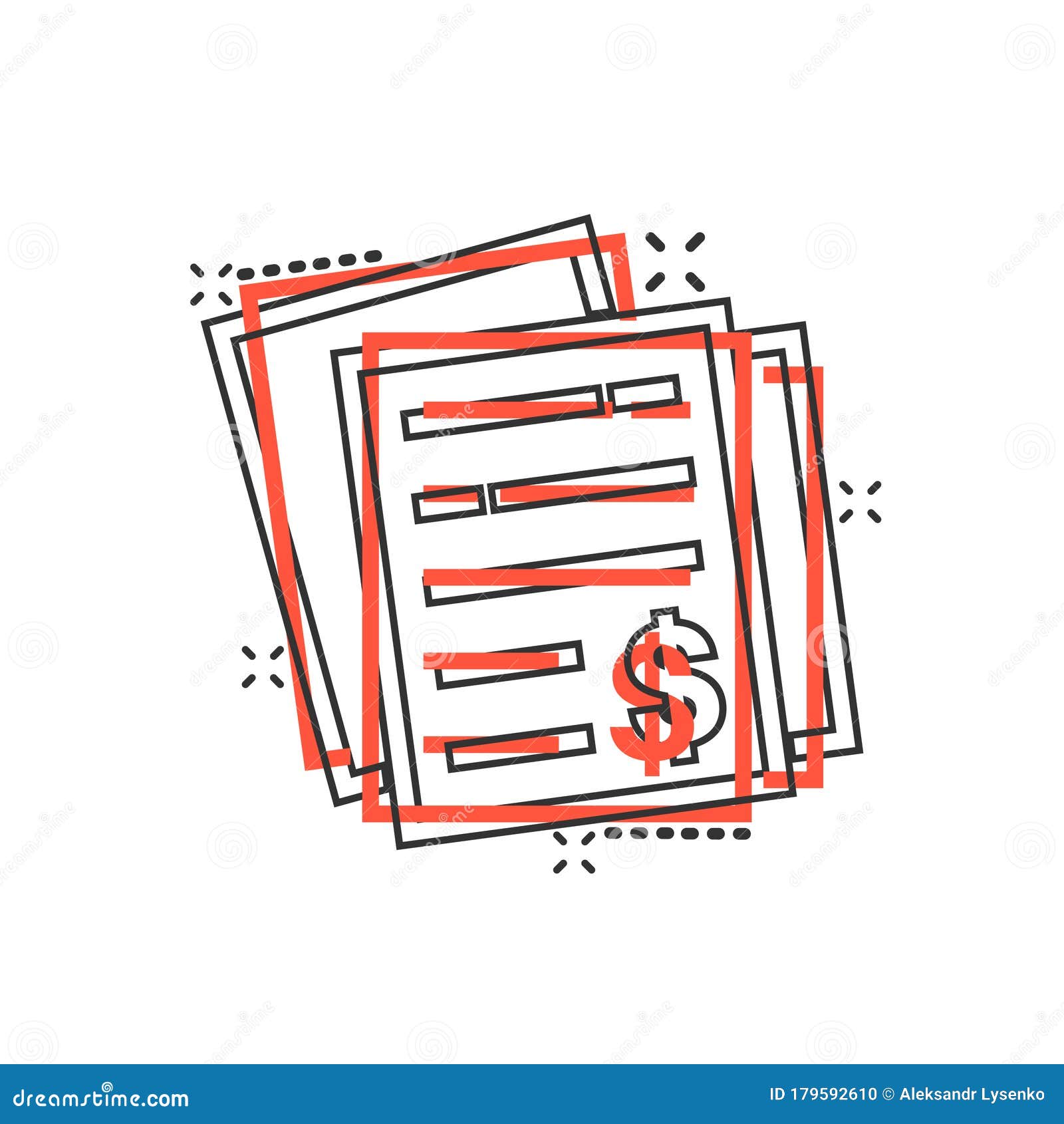 Financial Statement Icon in Comic Style. Document Cartoon Vector ...