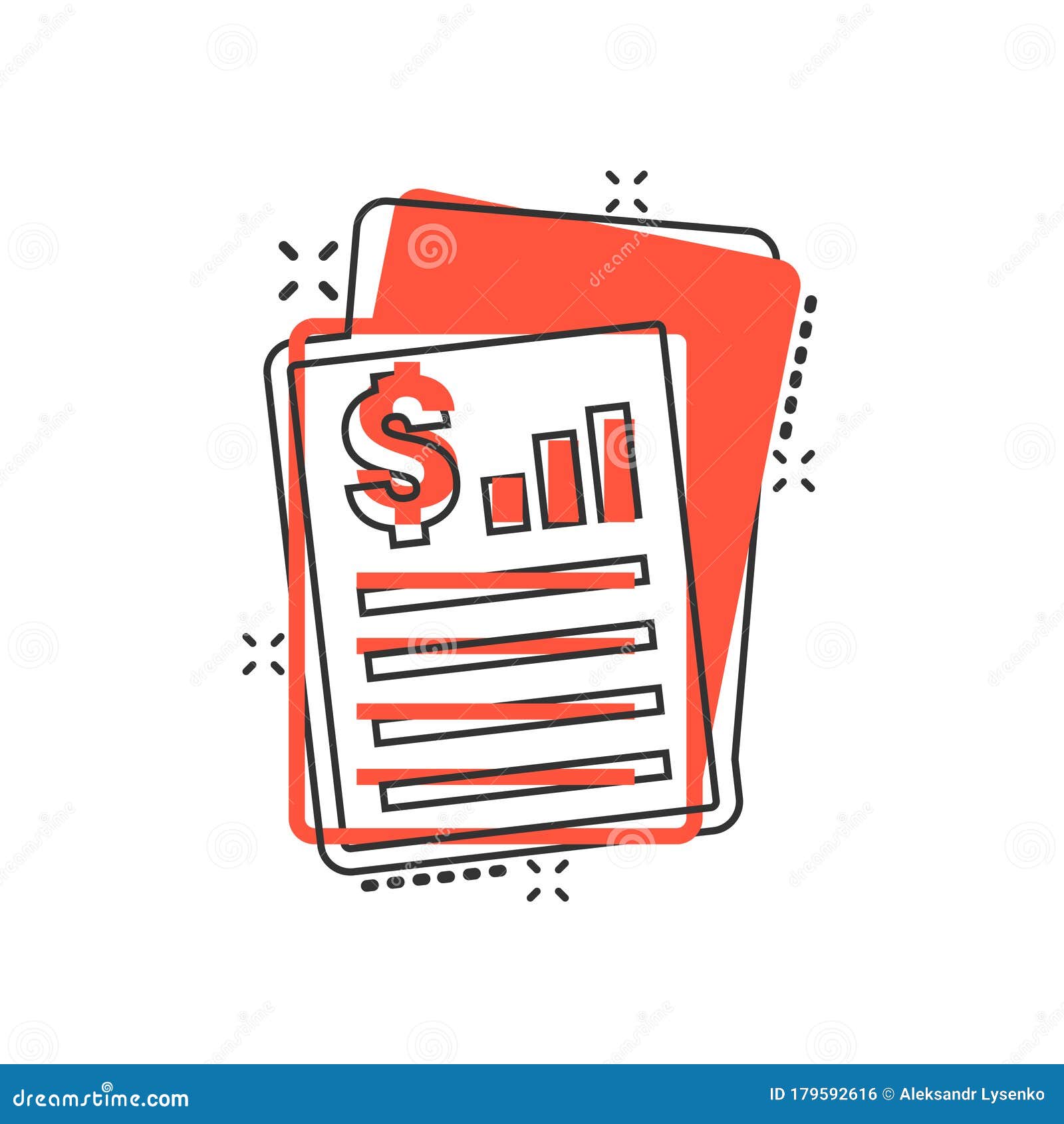 Financial Statement Icon in Comic Style. Document Cartoon Vector ...