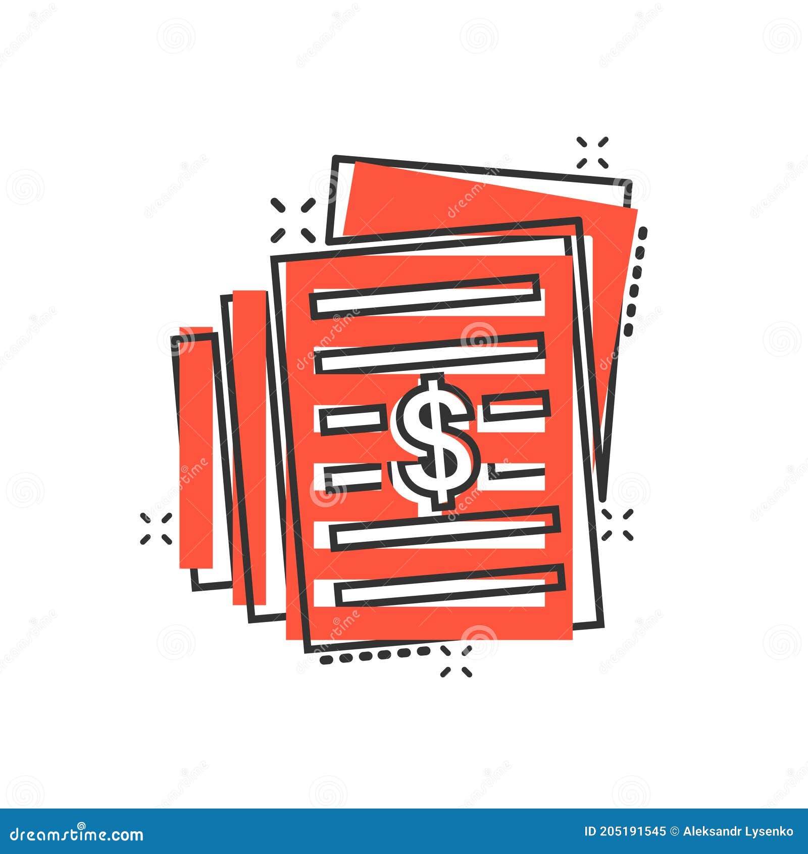 Financial Statement Icon in Comic Style. Document Cartoon Vector ...
