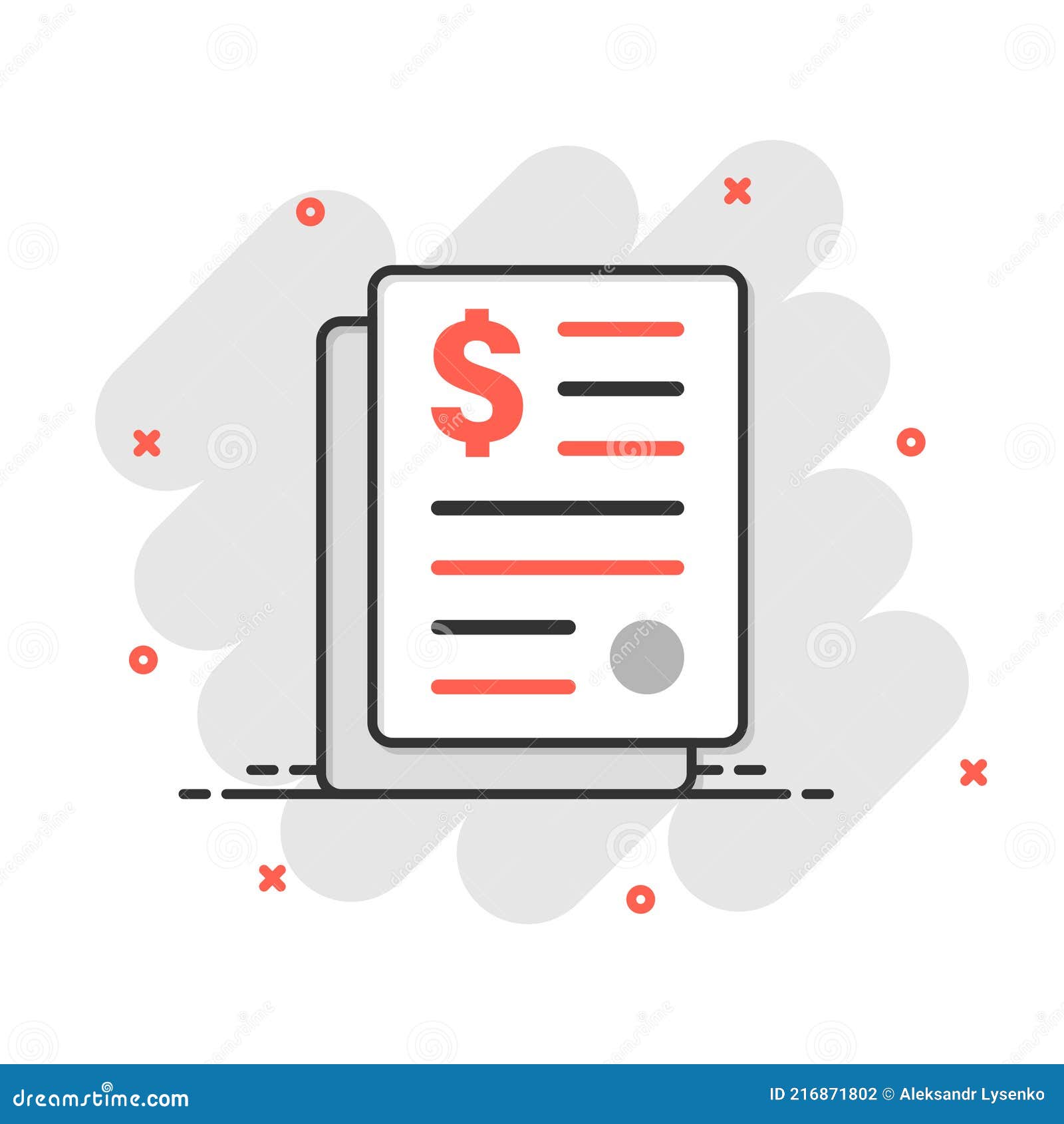 Financial Statement Icon in Comic Style. Document Cartoon Vector ...