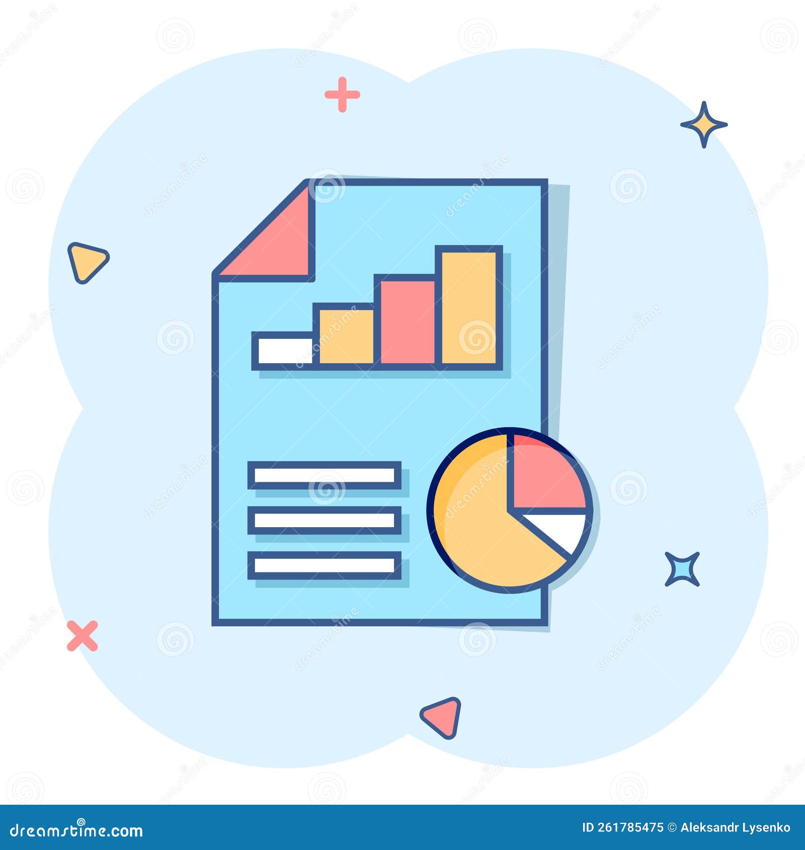 Financial Statement Icon in Comic Style. Document Cartoon Vector ...