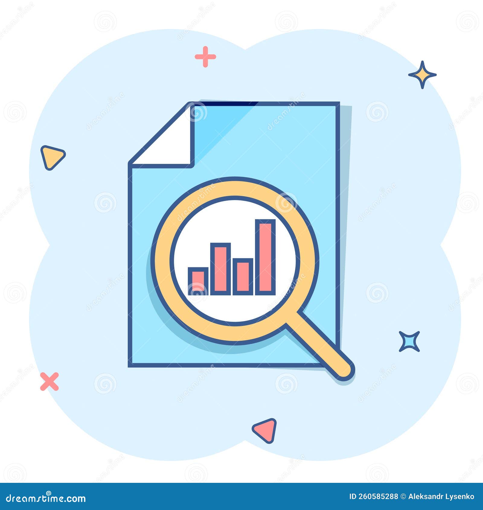Financial Statement Icon in Comic Style. Result Cartoon Vector ...