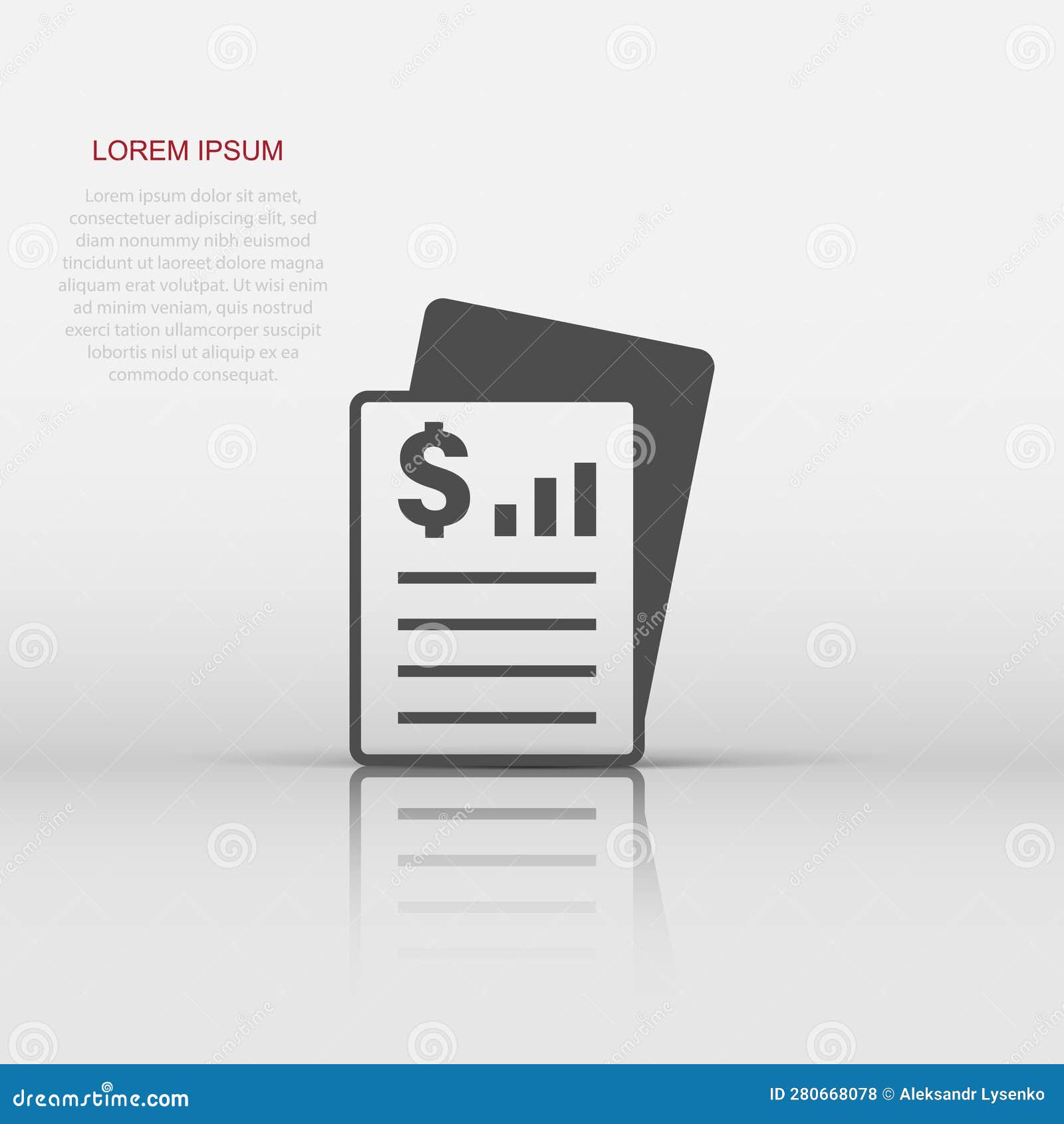 Financial Statement Icon in Flat Style. Document Vector Illustration on ...
