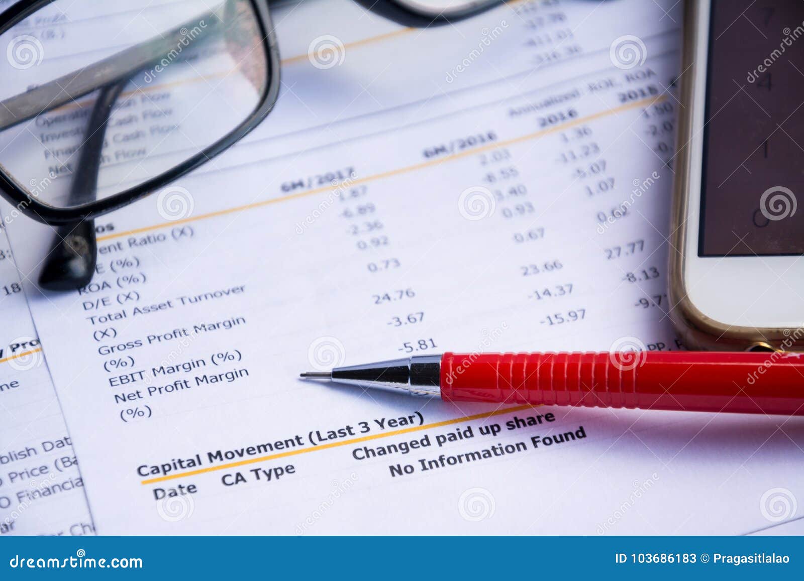 Financial Statement Read and Check the Number for Analysis Stock Image ...
