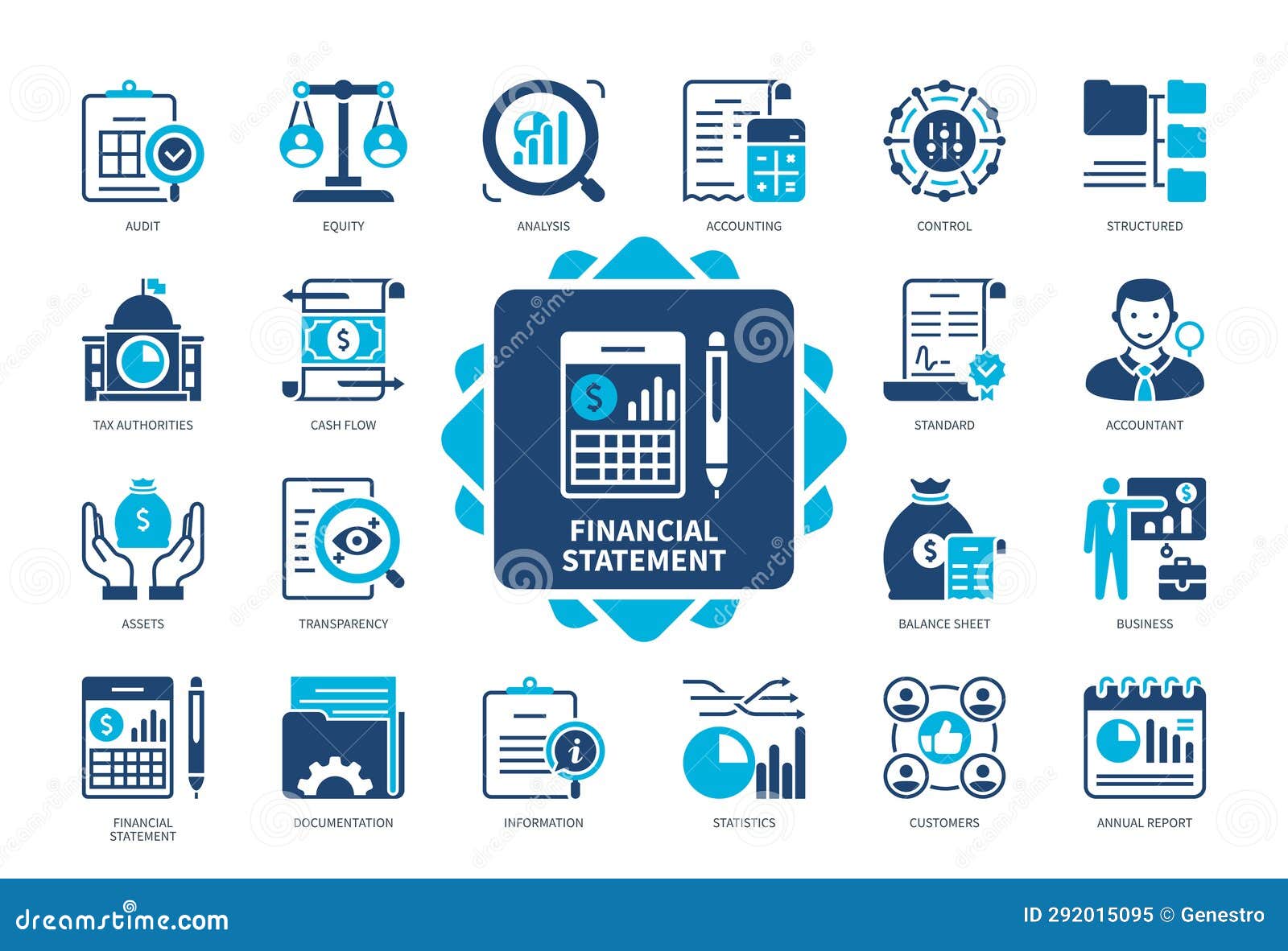 Financial Statement Solid Icon Set Stock Illustration - Illustration of ...
