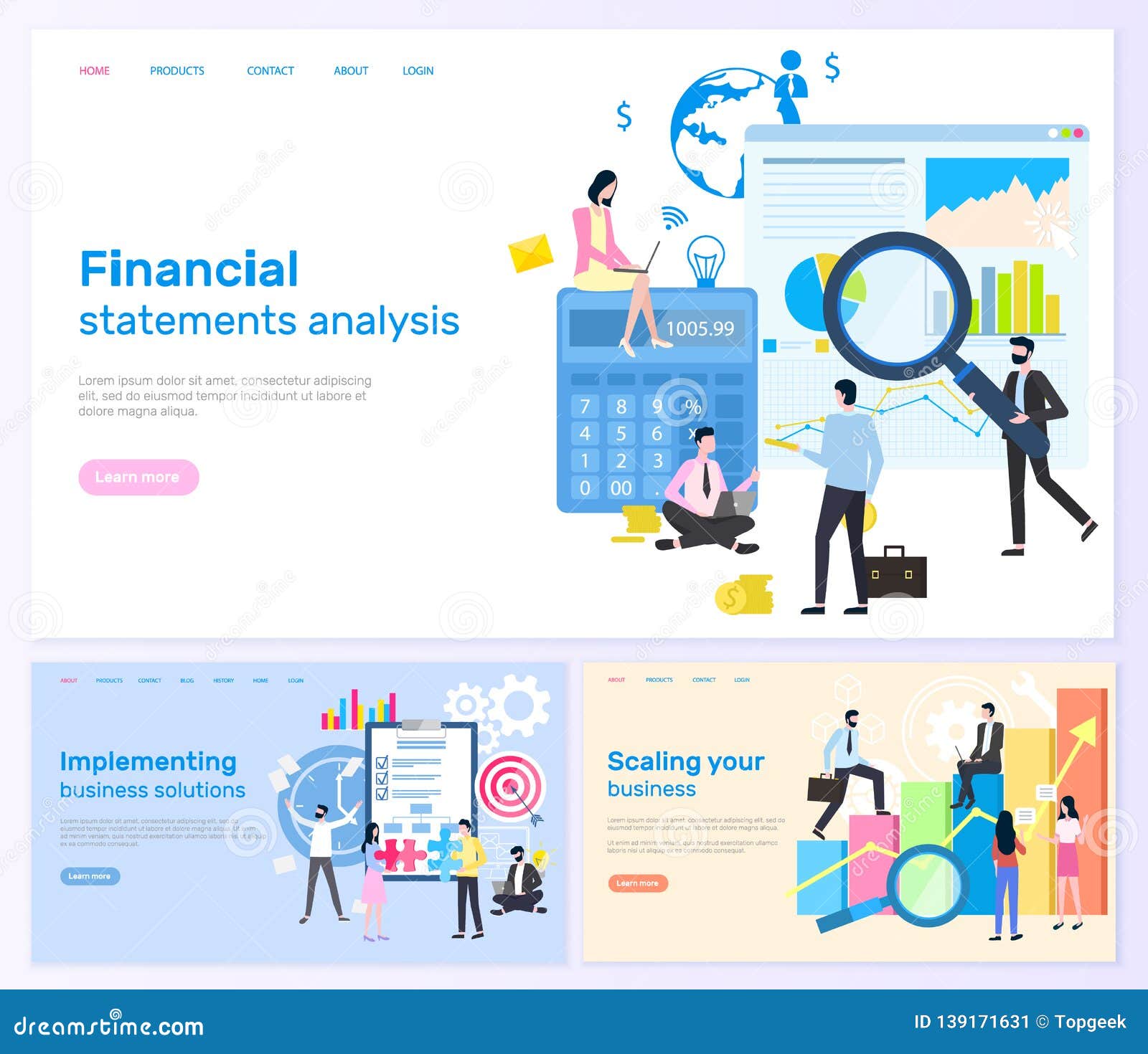 Financial Statements Analysis And Solution Web Cartoon Vector ...