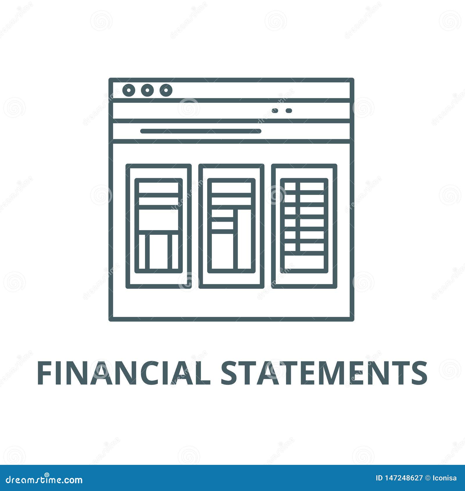 Financial Statements Vector Line Icon, Linear Concept, Outline Sign ... Financial Statements Vector Line Icon, Linear Concept, Outline Sign ...