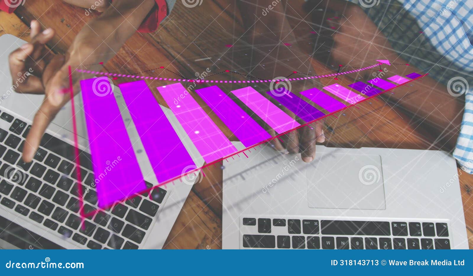 The Financial Statistics Recording with Arrow Pointing Down Over White ...