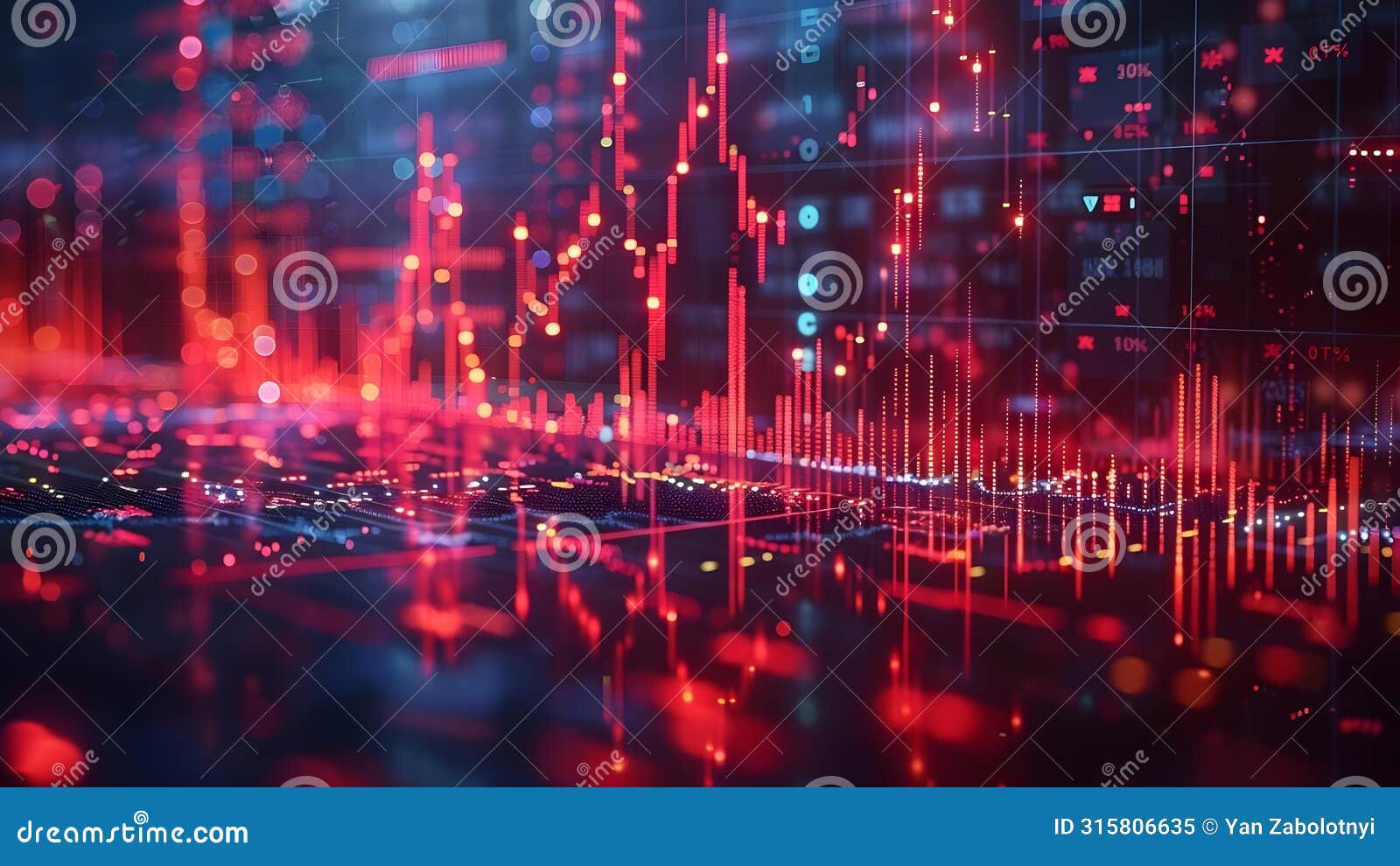 Financial Stock Analysis Chart with 3D Graph Showing Global Market ...