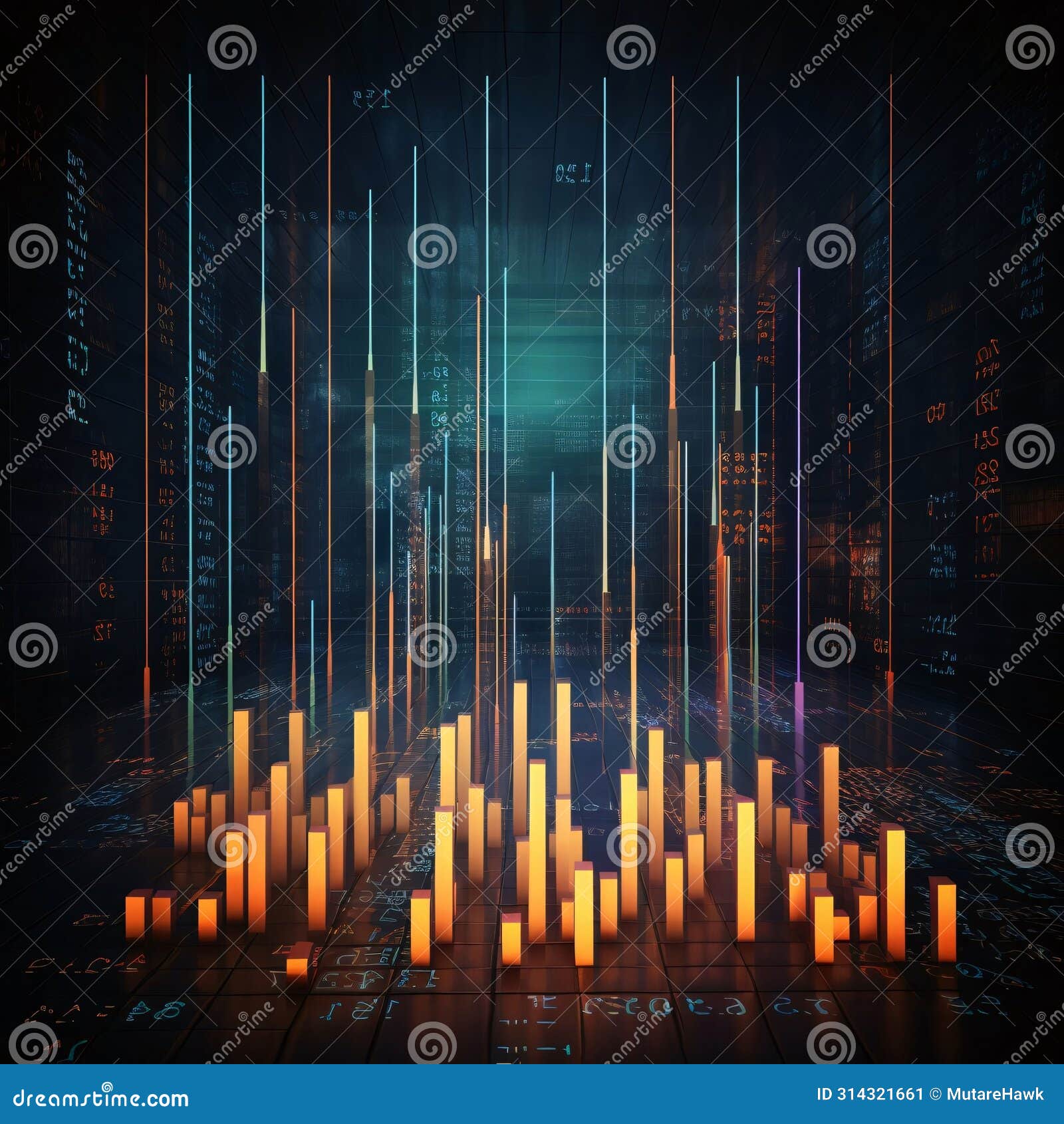 Financial Stock Market Graph and Candlestick Chart on Technology ...