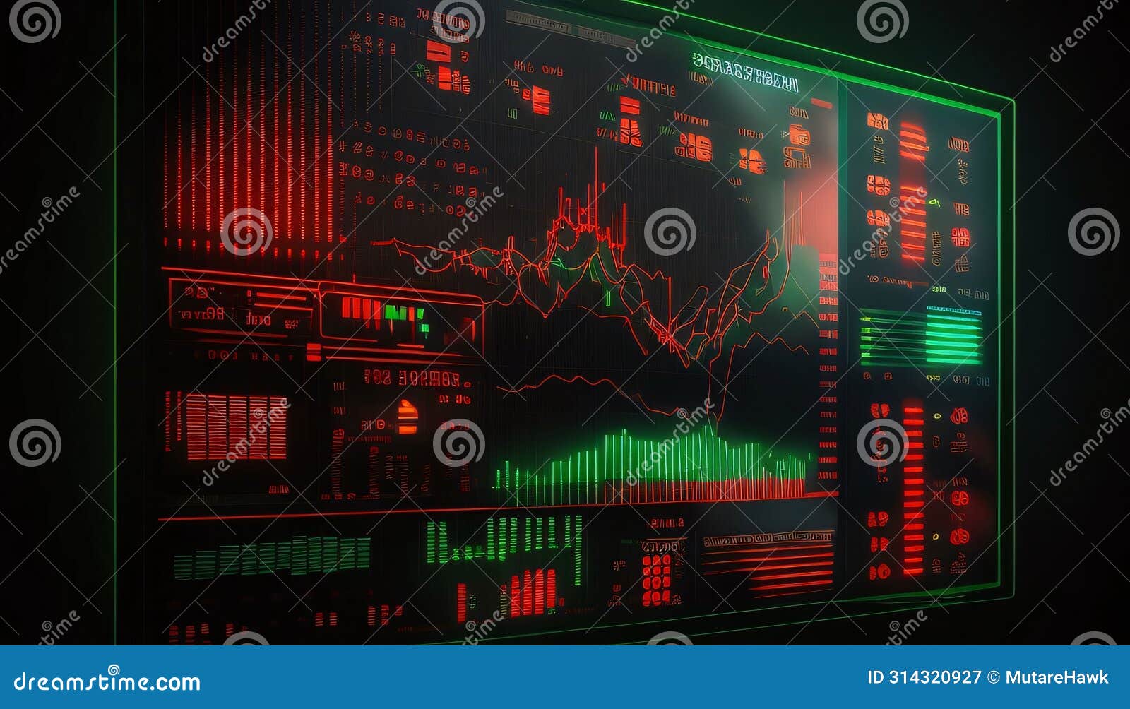Financial Stock Market Graph on LED Screen. 3d Rendering and ...