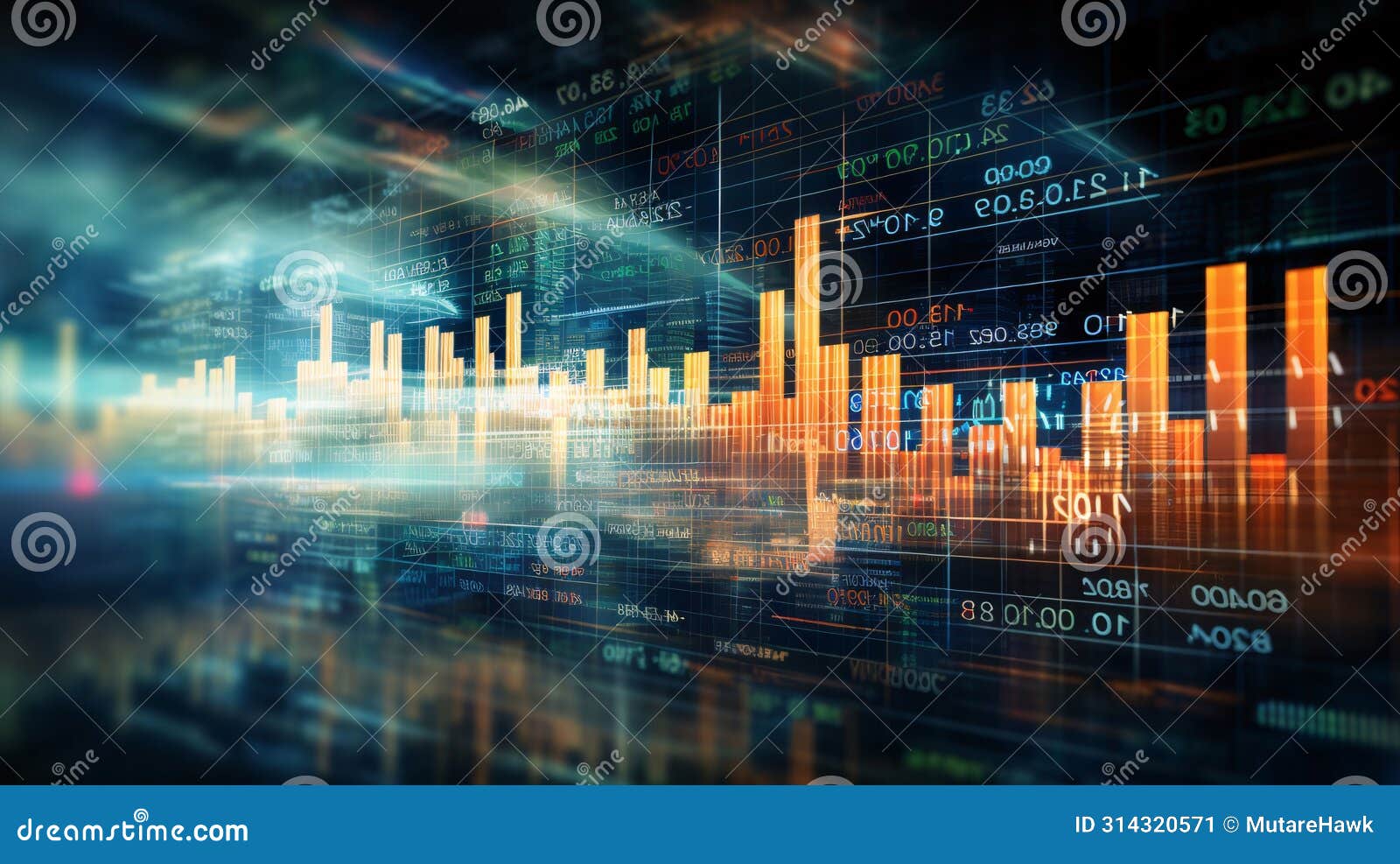 Financial Stock Market Graph on Technology Abstract Background ...
