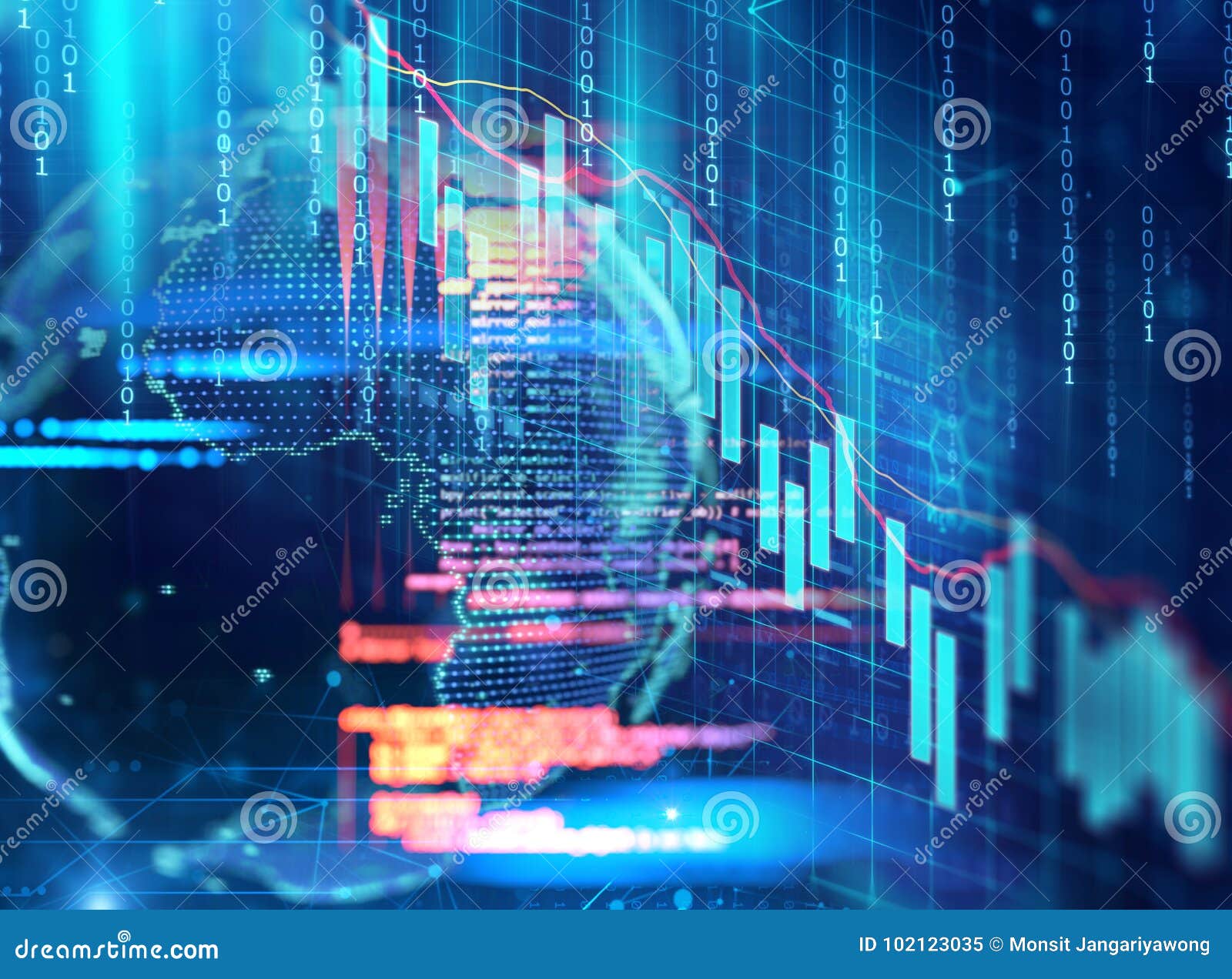 Technical Financial Graph on Technology Abstract Background Stock ...