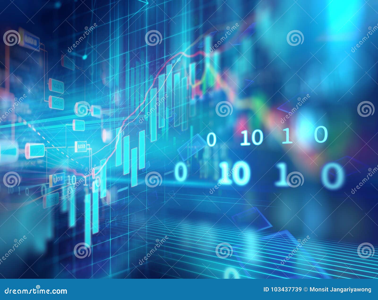 Technical Financial Graph on Technology Abstract Background Stock ...