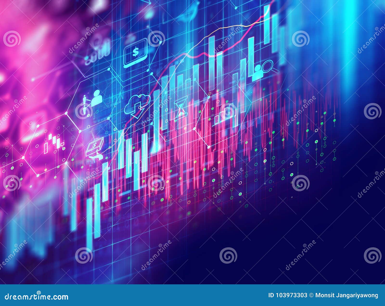 Technical Financial Graph on Technology Abstract Background Stock ...