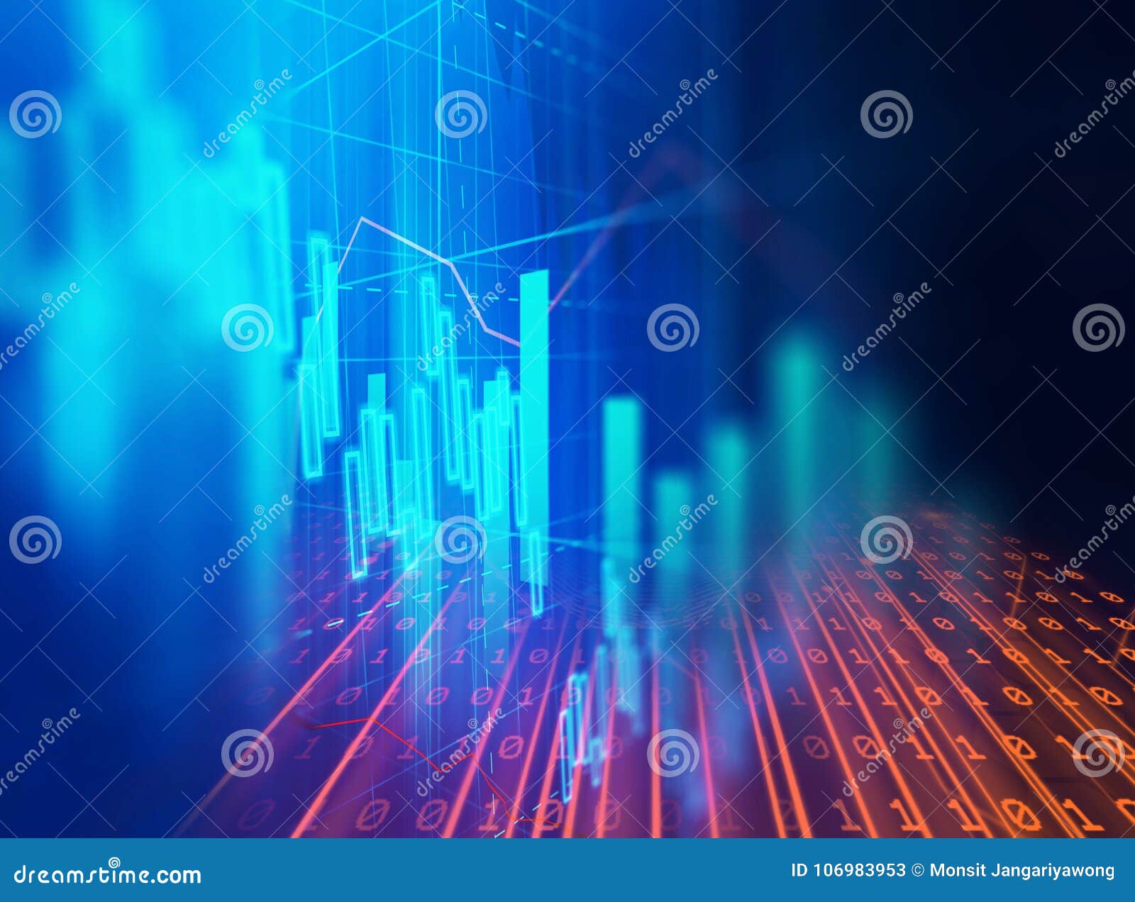 Technical Financial Graph on Technology Abstract Background Stock ...