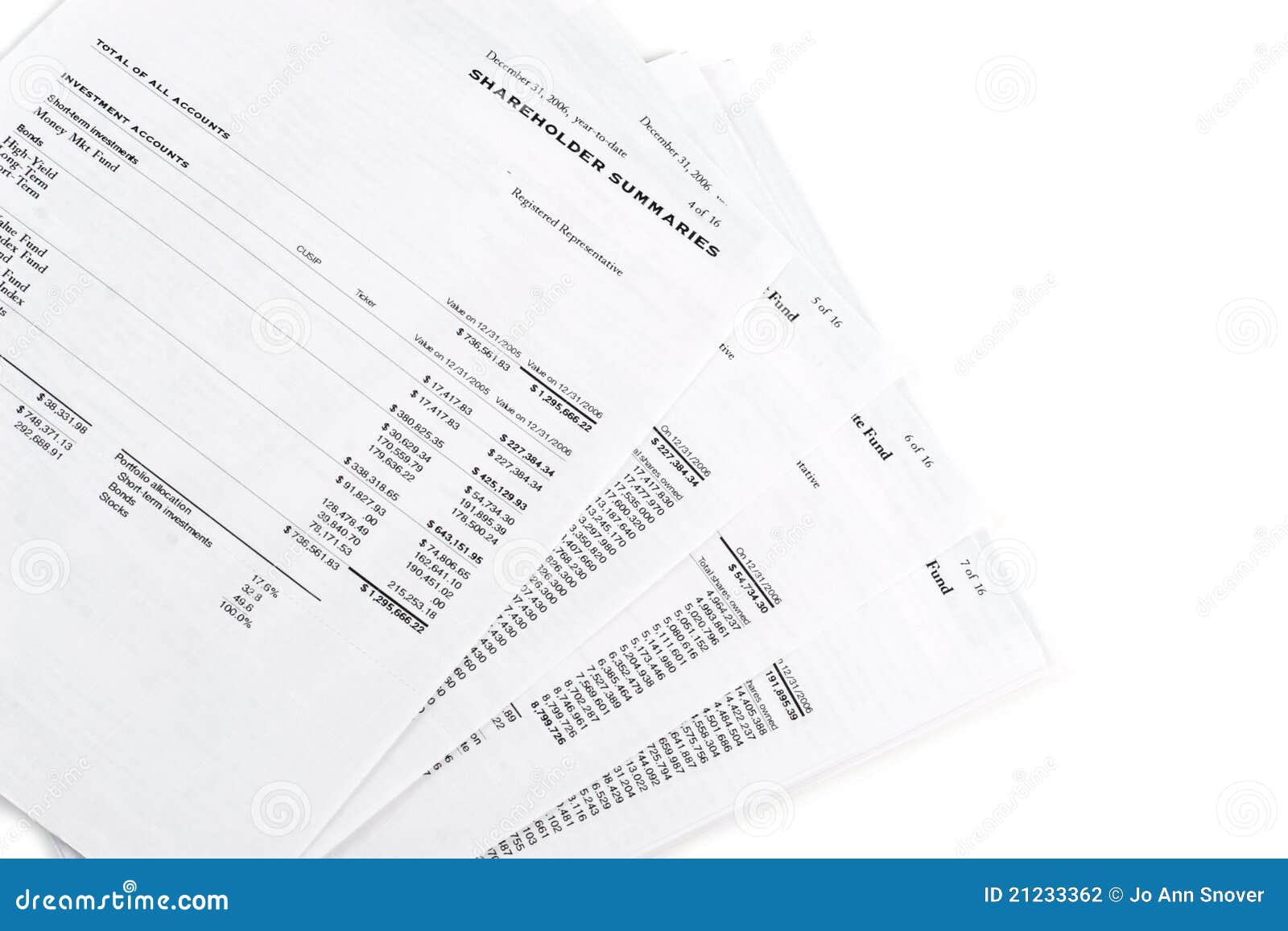 Financial Summary Statements Stock Photo - Image of holdings ...