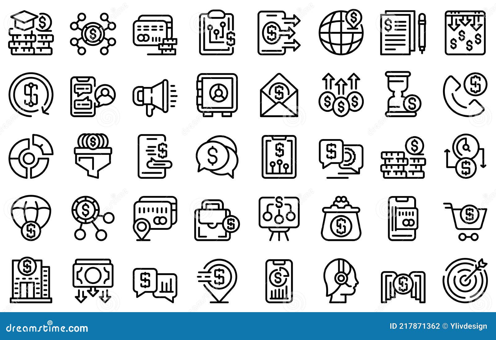 Financial Support Icons Set, Outline Style Stock Vector - Illustration ...