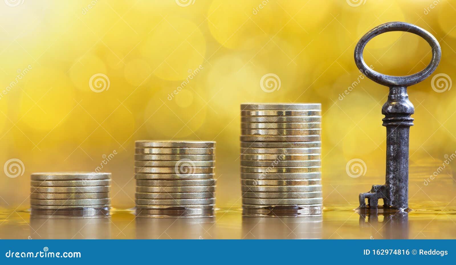 Financial Support, Security, Key and Money Coins Stock Photo - Image of ...