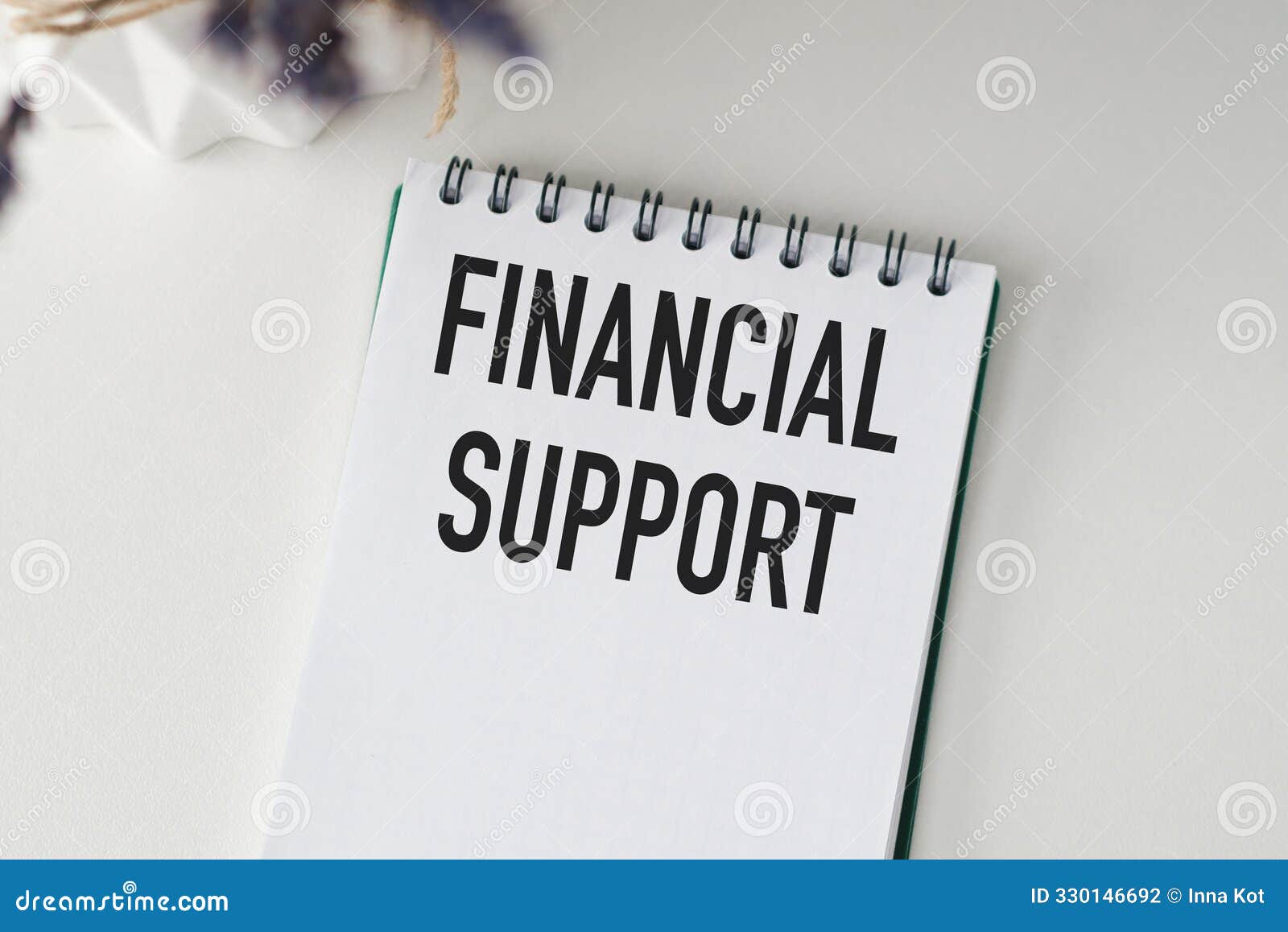 Financial Support Text on Page Near White Keyboard and Calendar. Stock ...
