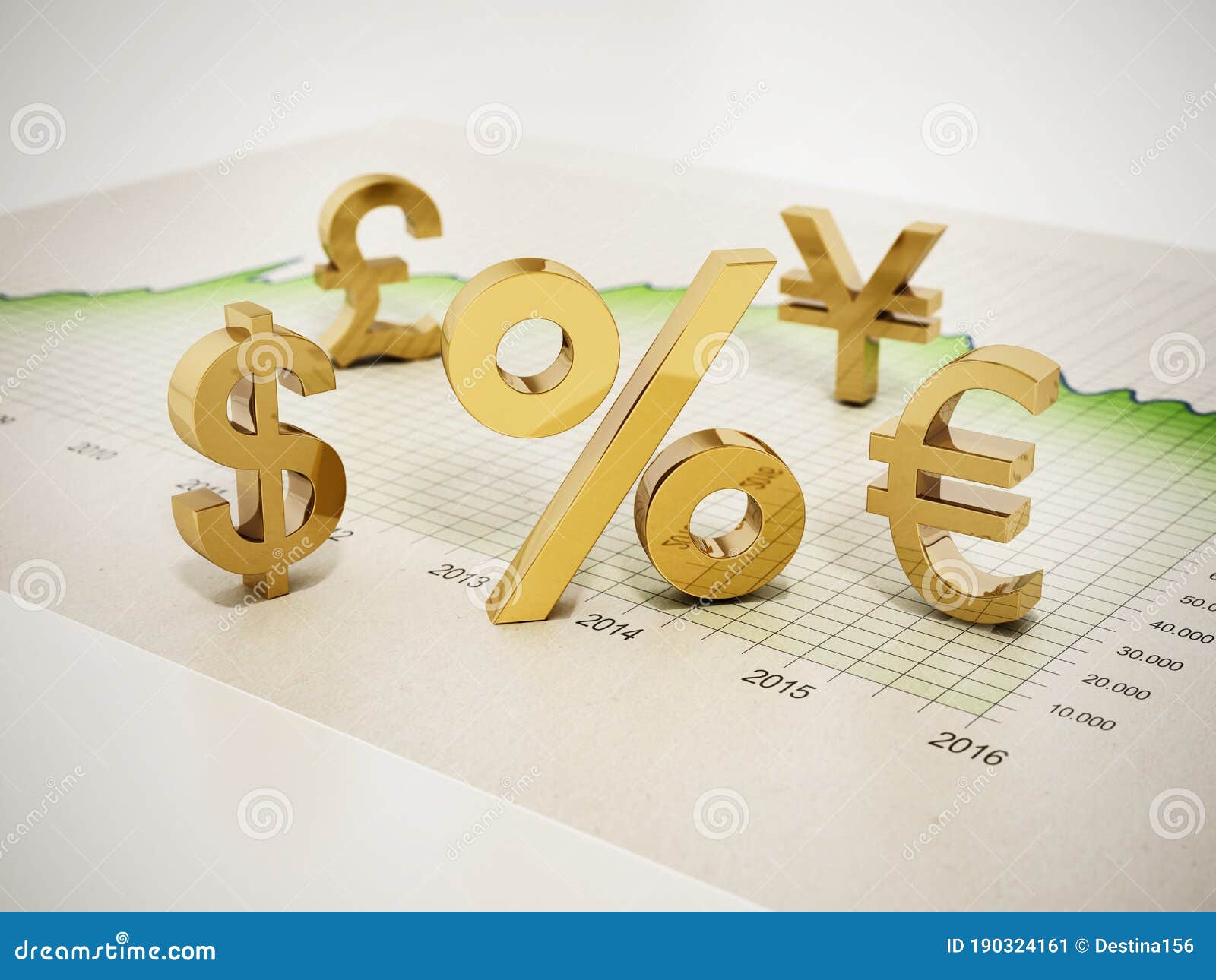 Financial Symbols on Statistics Graph. 3D Illustration Stock ...