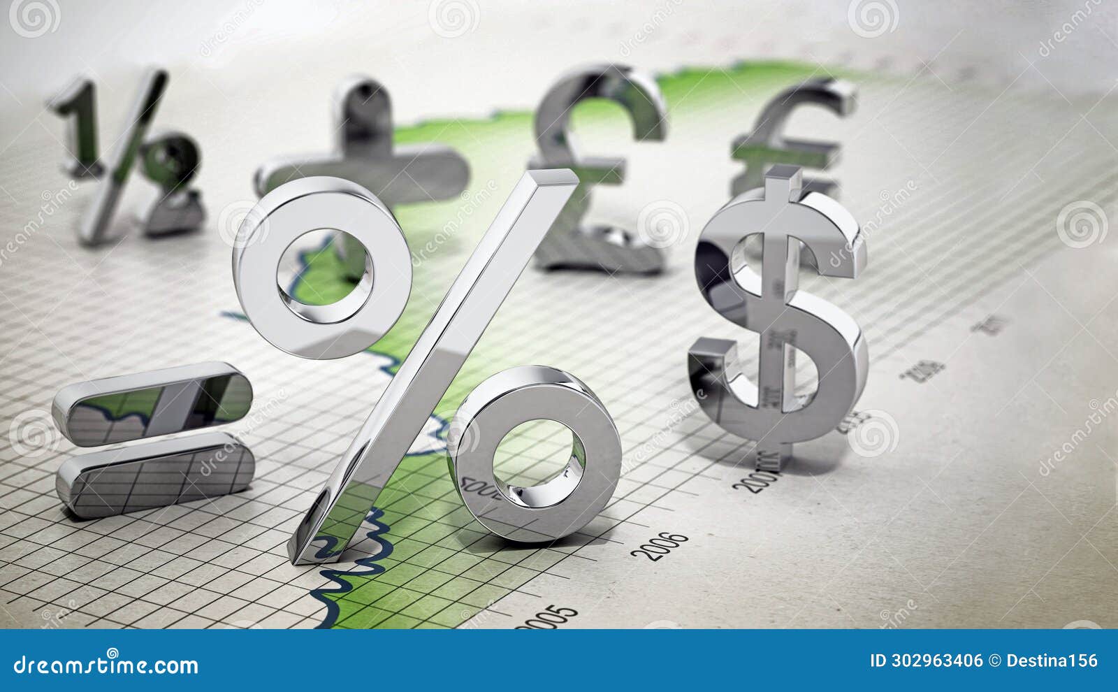 Financial Symbols on Statistics Graph. 3D Illustration Stock ...